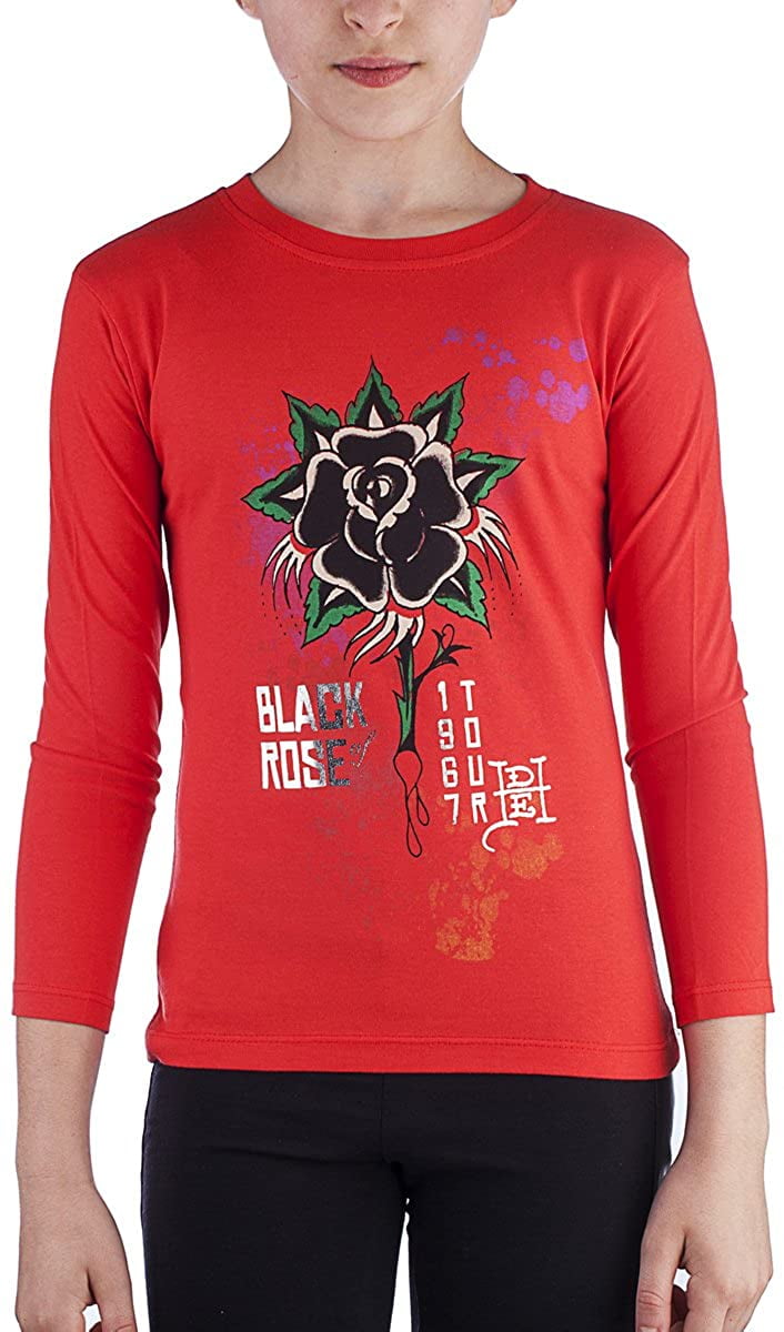Ed Hardy Little Girls' Rose T-Shirt - Red - 5/6 - Walmart.com
