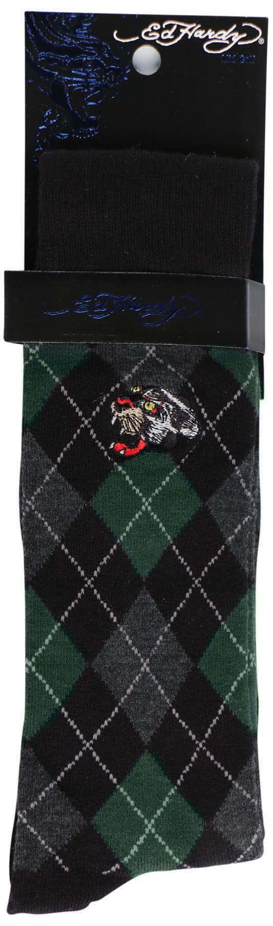 Ed Hardy Men's Argyle Dress Socks from Crew Collection, Super Soft ...