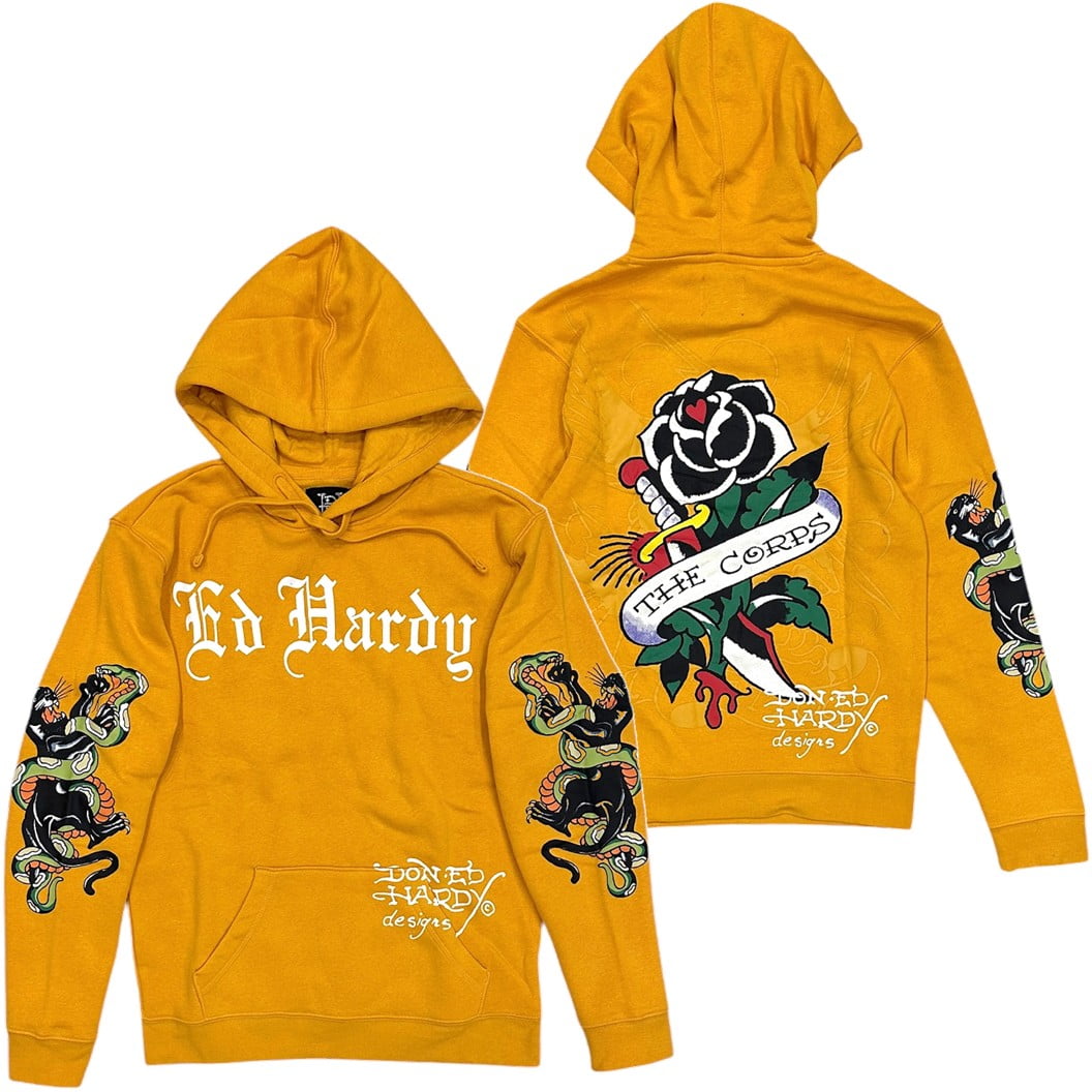 Ed Hardy Men's Hoodie Panther Snake Fleece Pullover Sweatshirt (Medium ...