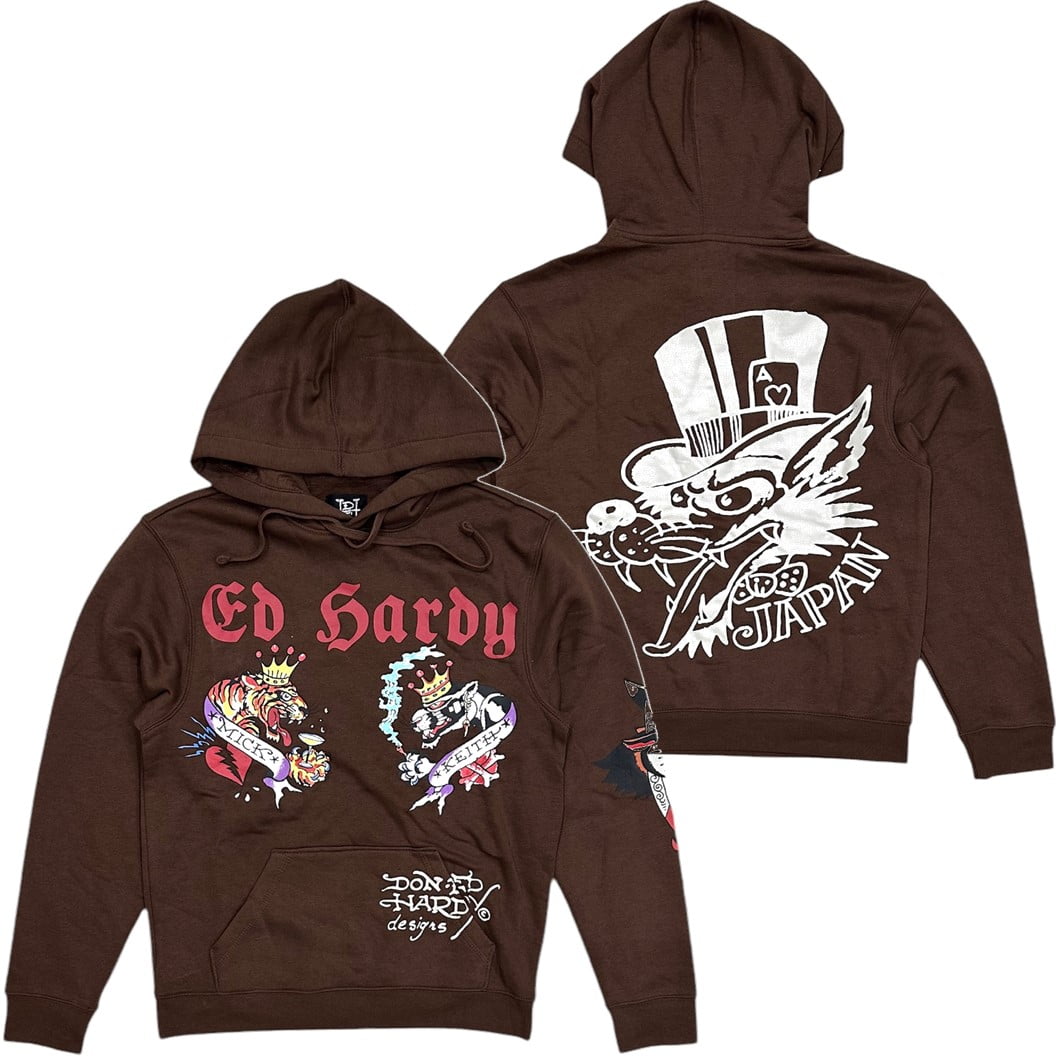 Ed Hardy Men's Hoodie Panther Tiger Fleece Pullover Sweatshirt (Small ...