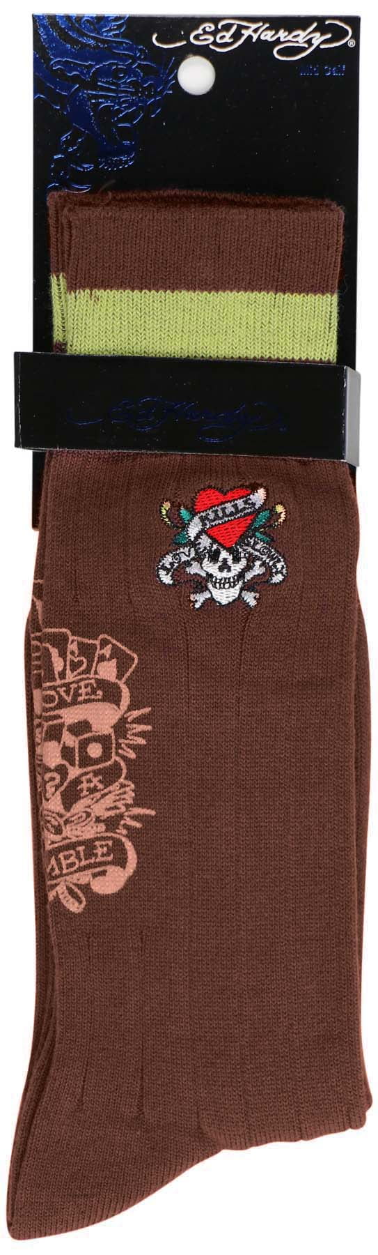 Ed Hardy Men's LKS Dress Socks-Brown - Walmart.com