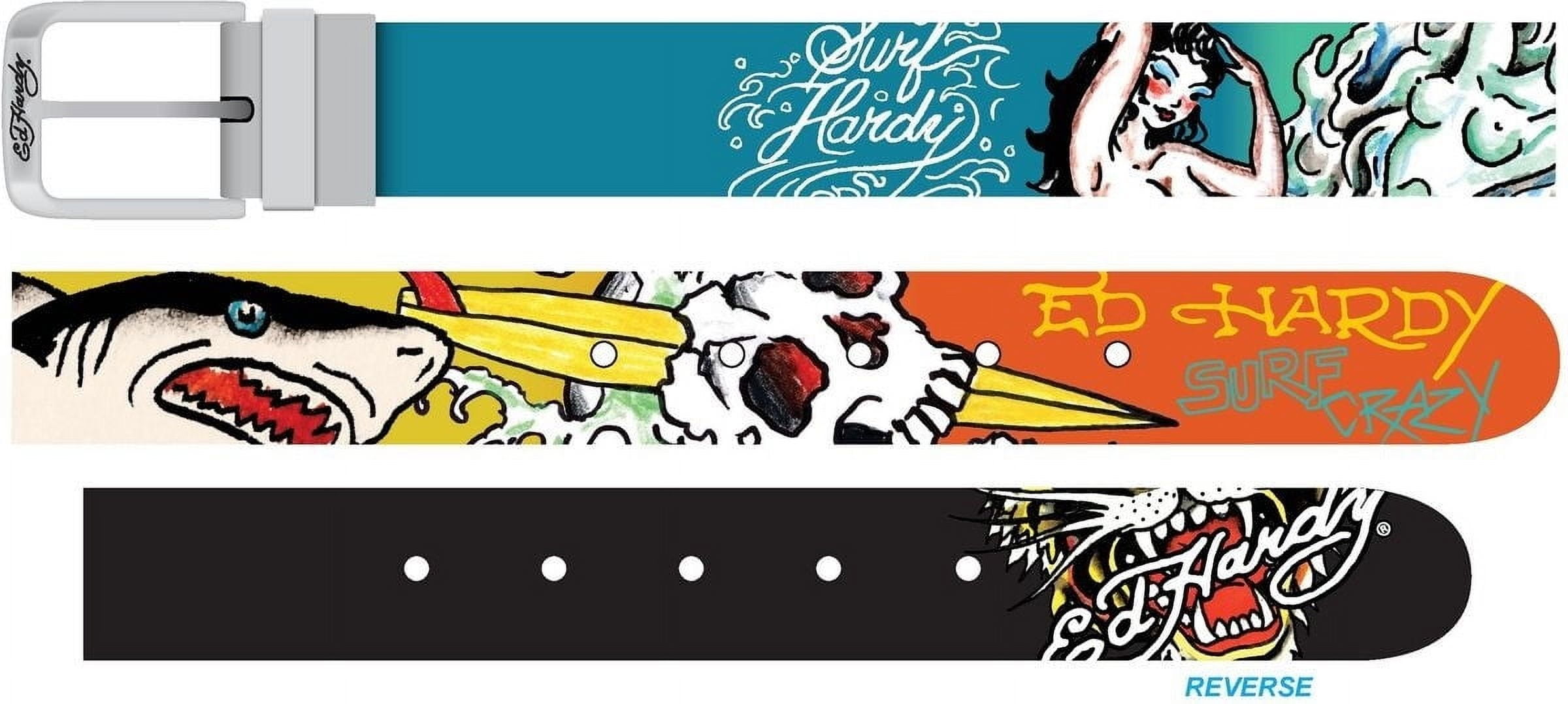 Ed Hardy Surf Crazy Reversible Belt - BX95410EHQA (White/Black, 32 ...