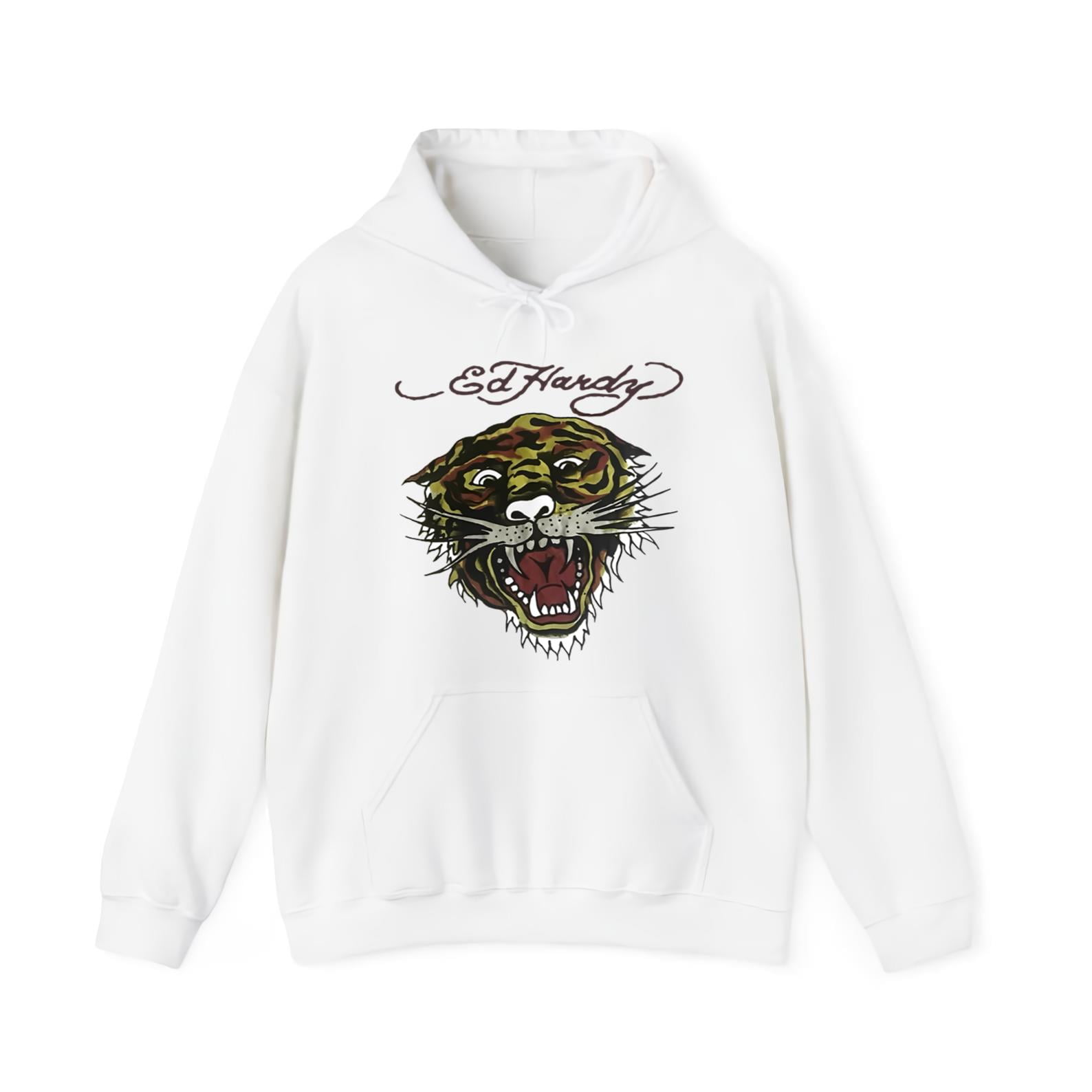 Ed Hardy T-Shirt Mens Large White Tattoo Tiger Grunge Emo Logo Y2K ...