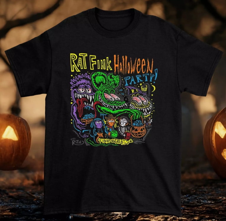 Ed Roth Rat Fink Halloween Party Black All Size Shirt TT729 - Walmart.com