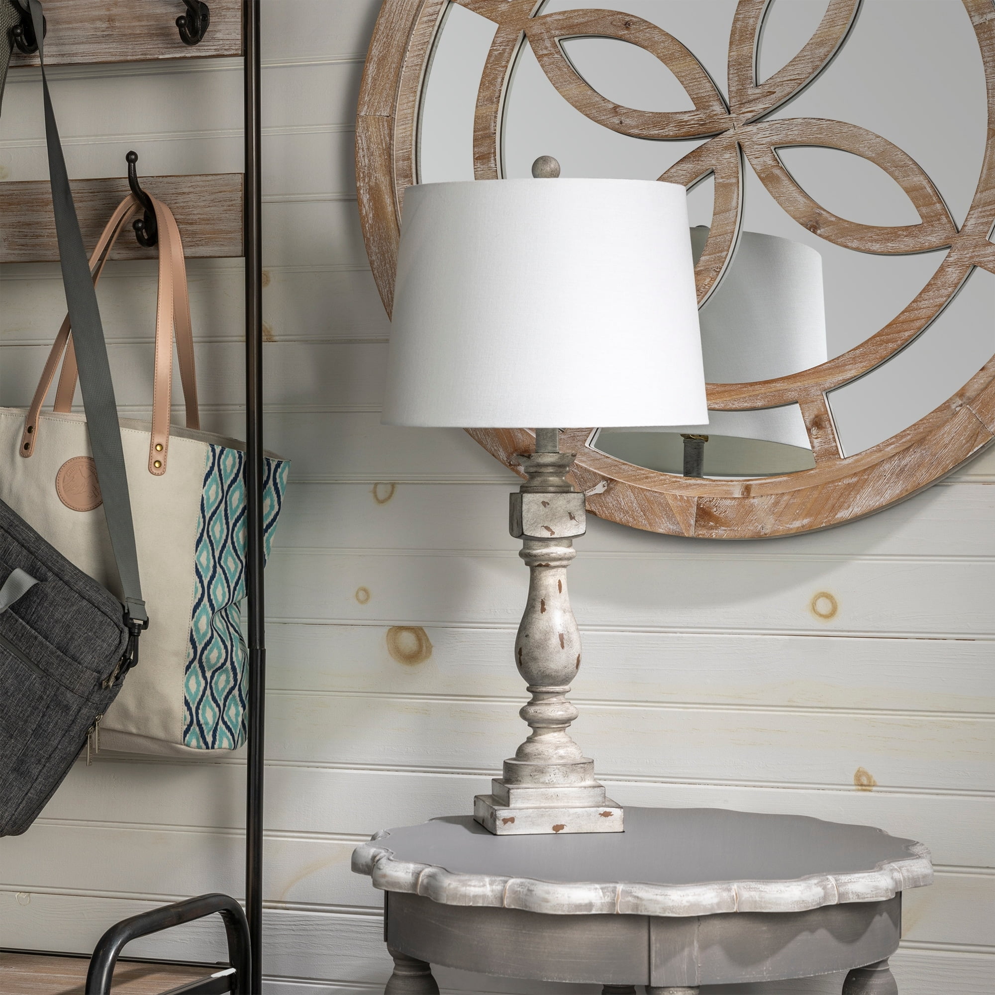 Ed Rustic Distressed Gray Table Lamp - 14"Rnd x 29"H - Walmart.com