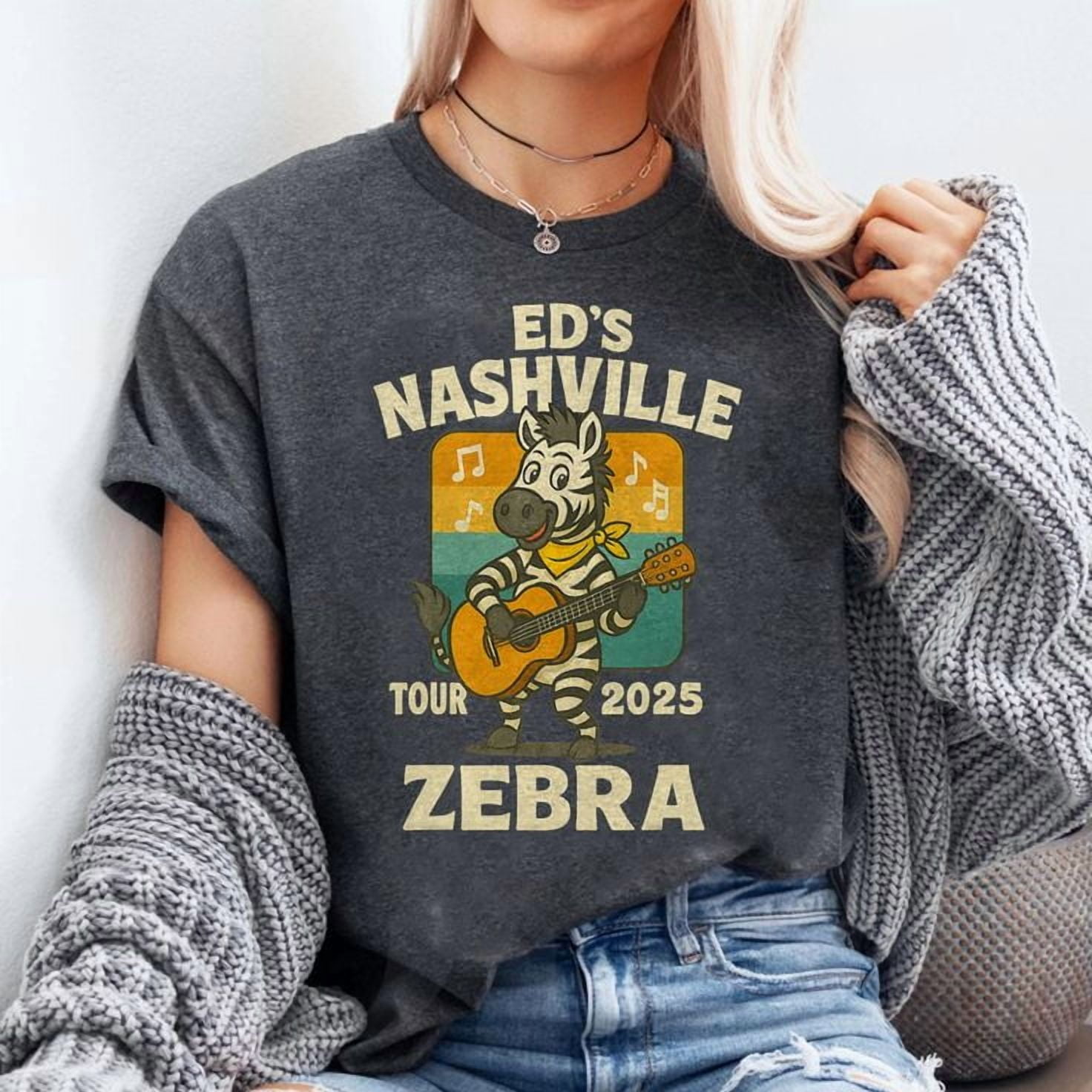 Ed's Nashville Tour 2025 Zebra T-Shirt - Walmart.com