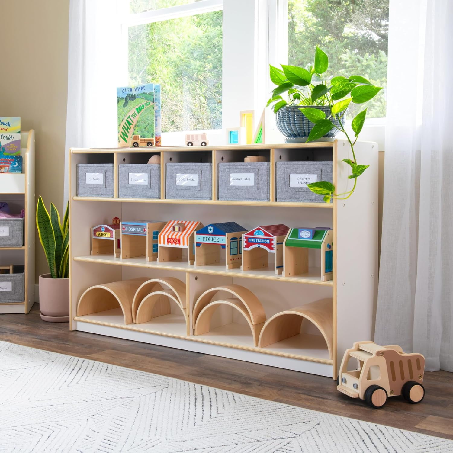 EdQ Shelves and 5 Bin Storage Unit- Multi-Functional and Space Saving ...
