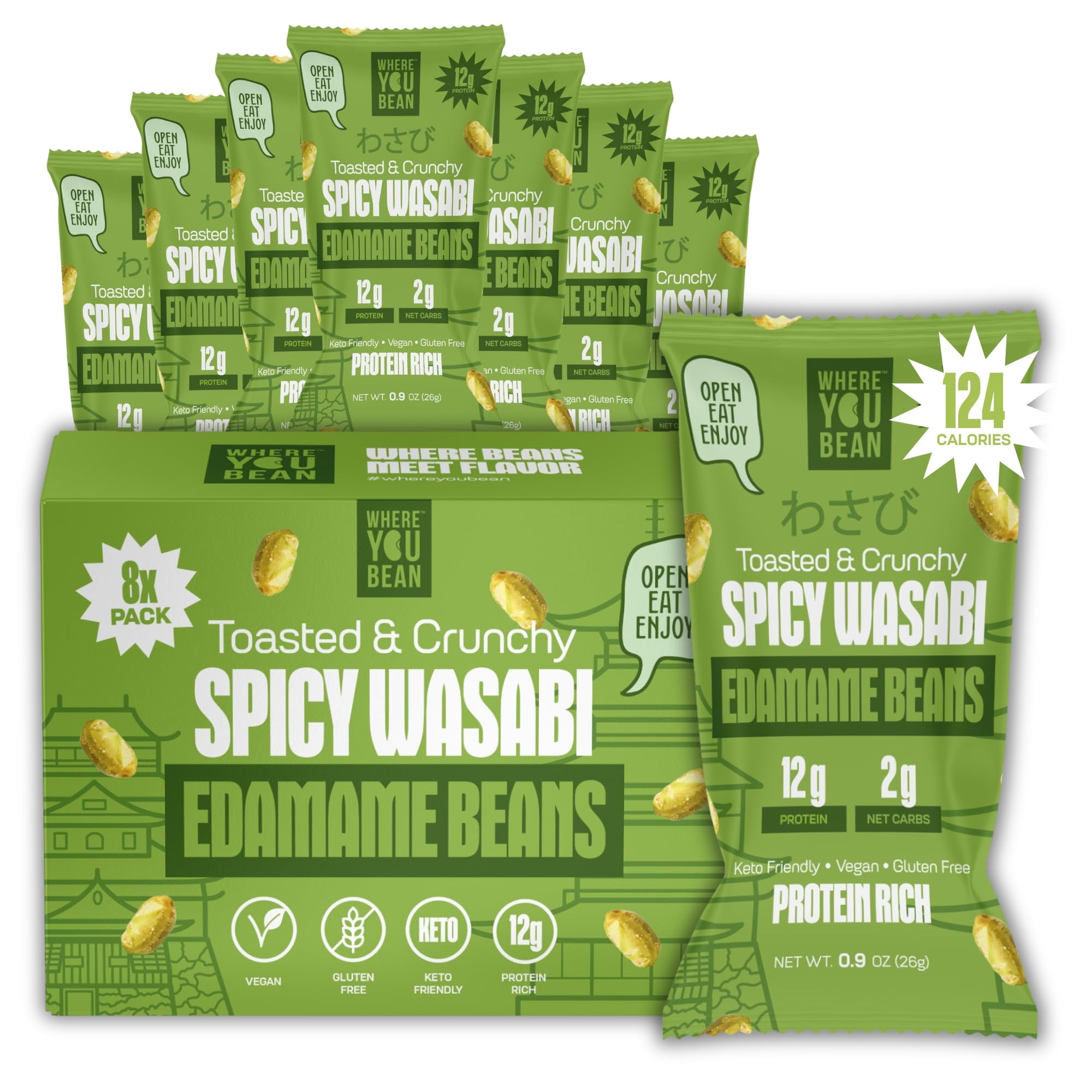 Edamame Beans Snack (Spicy Wasabi) - Crunchy And Dry Roasted Edamame ...