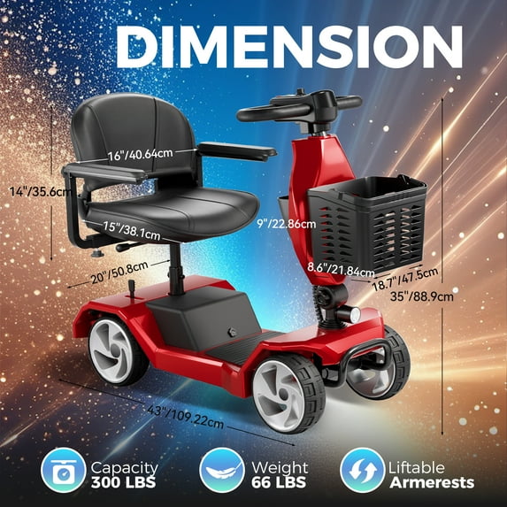 Edcsi 4-Wheel Lightweight Foldable Travel Electric Scooter & Motorized ...