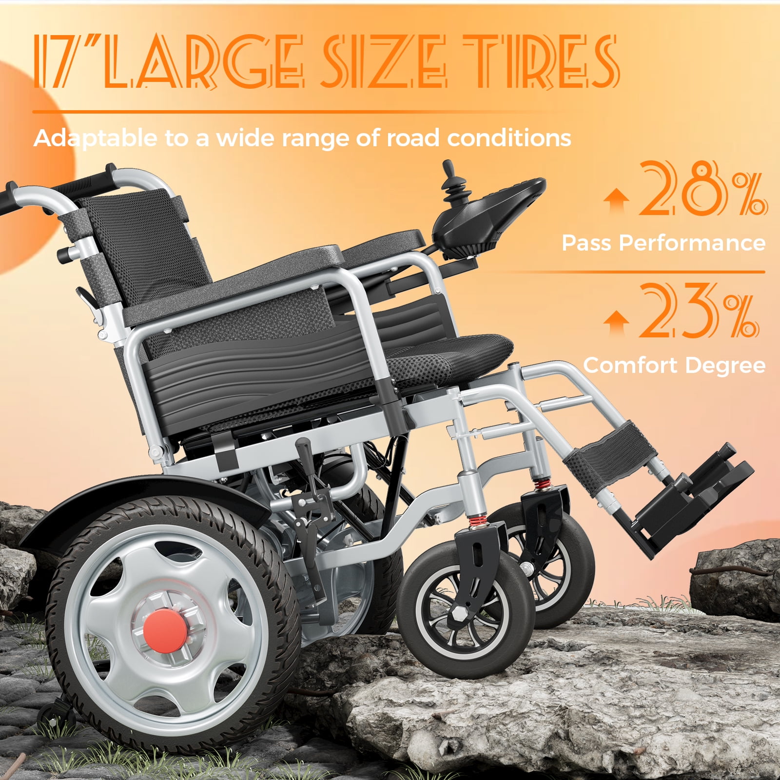 Edcsi All-Terrain Electric Wheelchairs for Adults, Off-Road Motorized ...