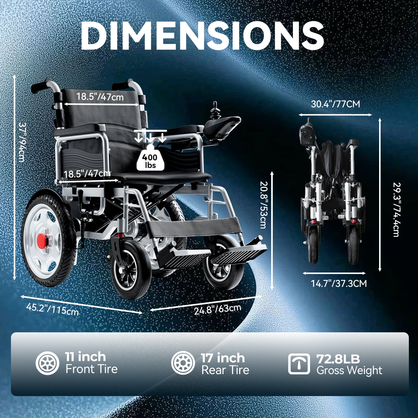 Edcsi Electric Wheelchairs for Seniors, Lightweight Foldable Power ...