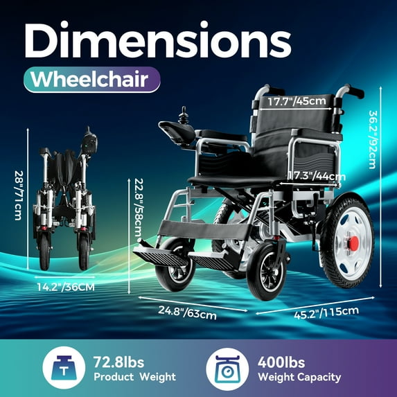 Edcsi Electric Wheelchairs for Adults, Foldable Power Wheelchair, All ...