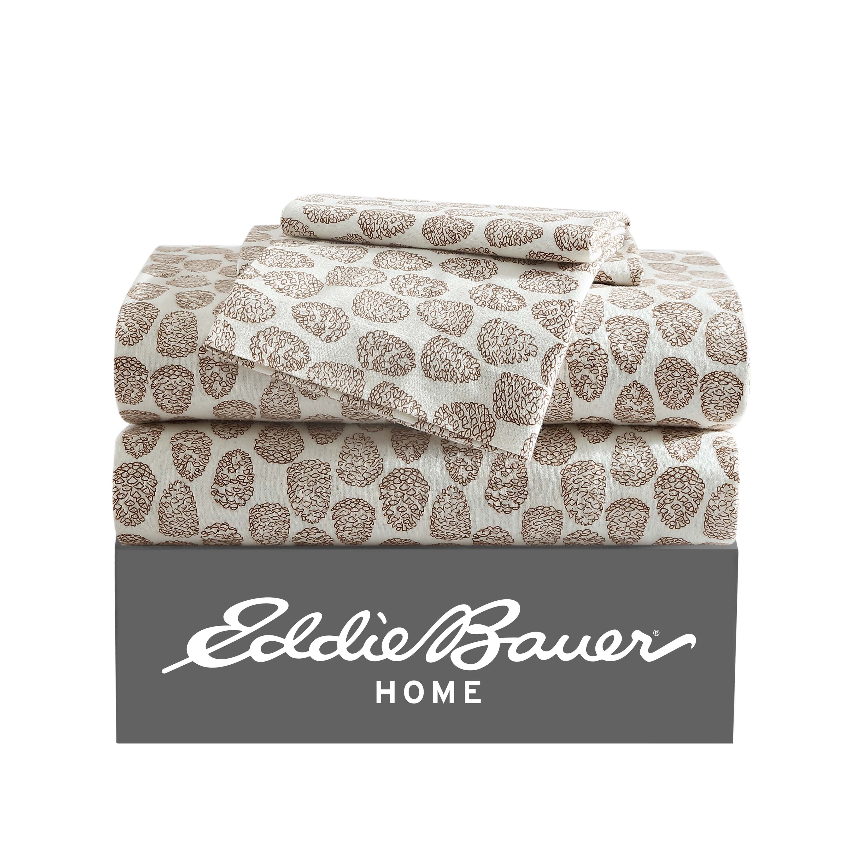 Eddie Bauer Little Creek Pine Cone Beige Cotton Flannel 4 Piece Sheet ...