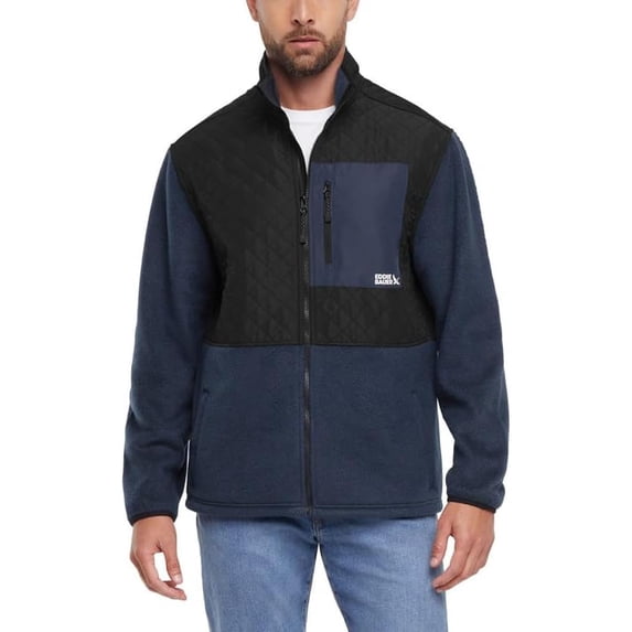 Eddie Bauer Men’s Lightweight Mixed Media Fleece Jacket, Full Zip (NAVY ...