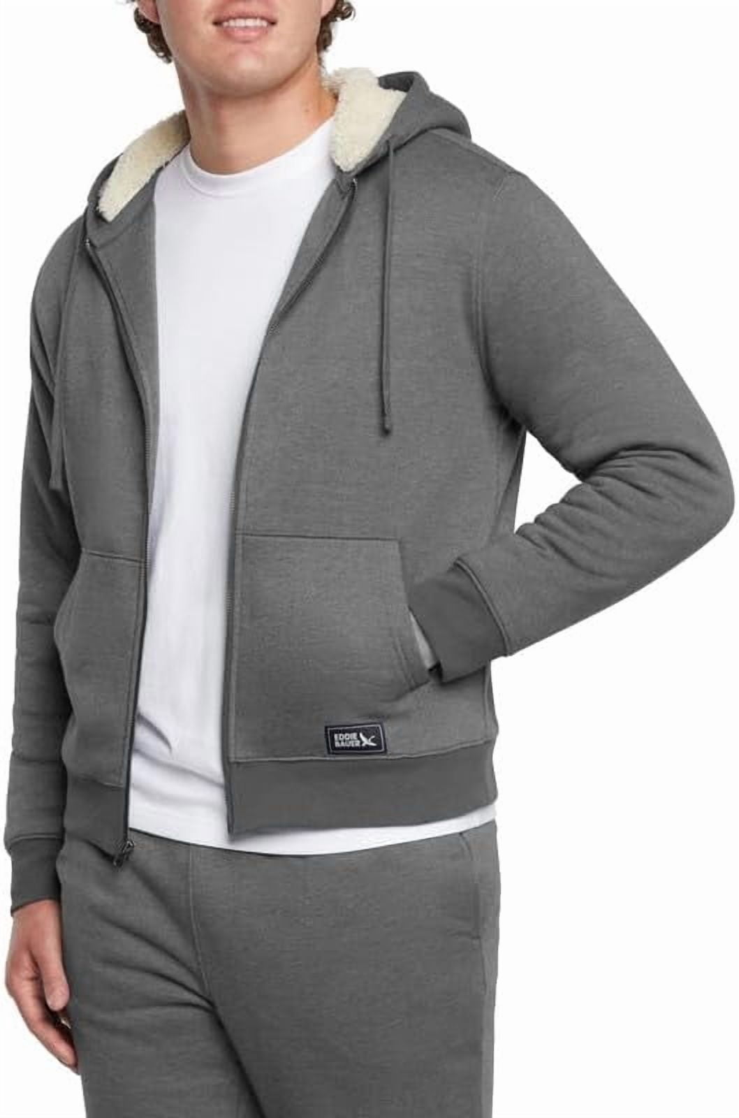 Eddie Bauer Men's Shearling-Lined Full-Zip Hoodie, Heavyweight Fleece ...