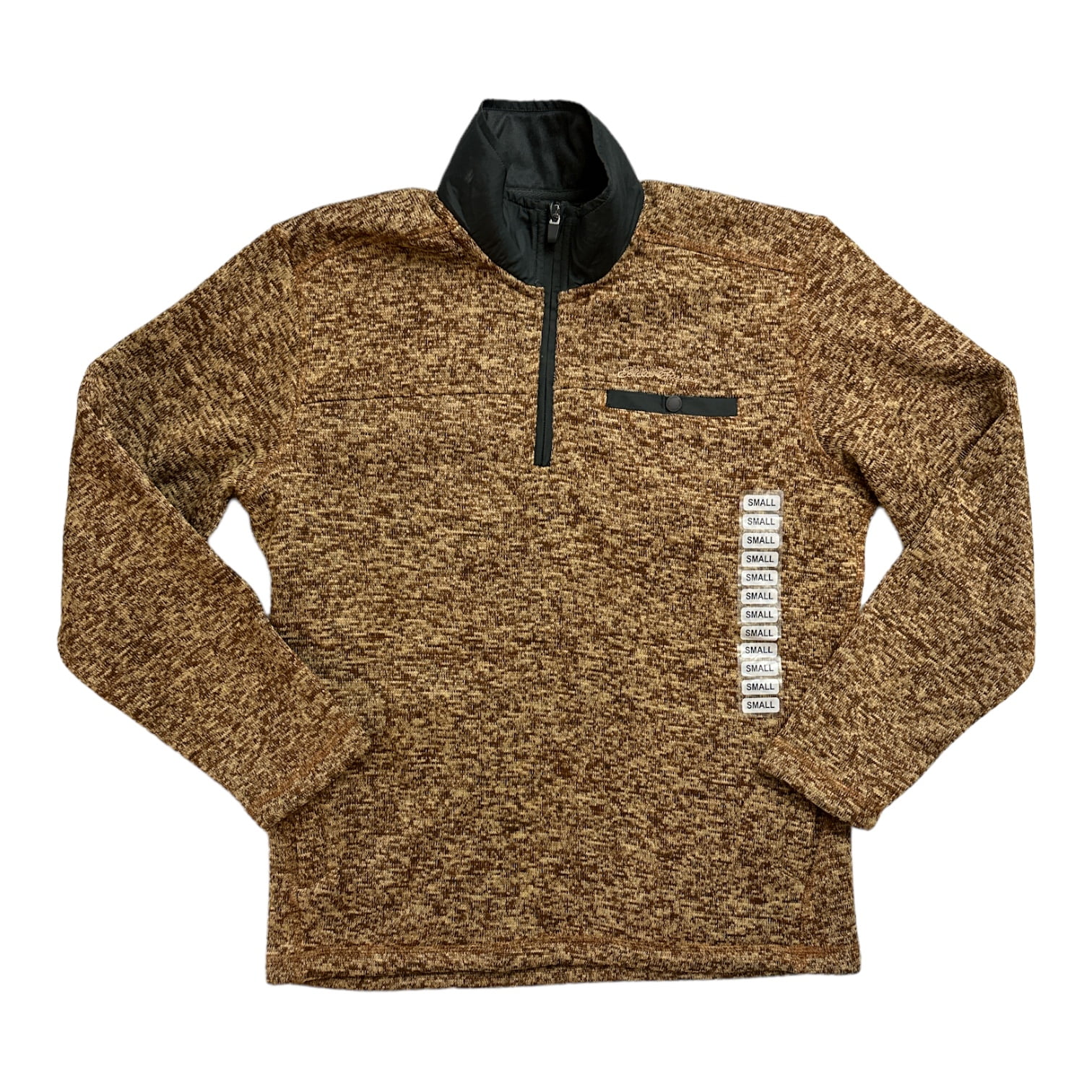 Eddie Bauer Men's Snap Button Chest Pocket 1/4 Zip Sweater Fleece Pullover (Rust Heather, XL ...