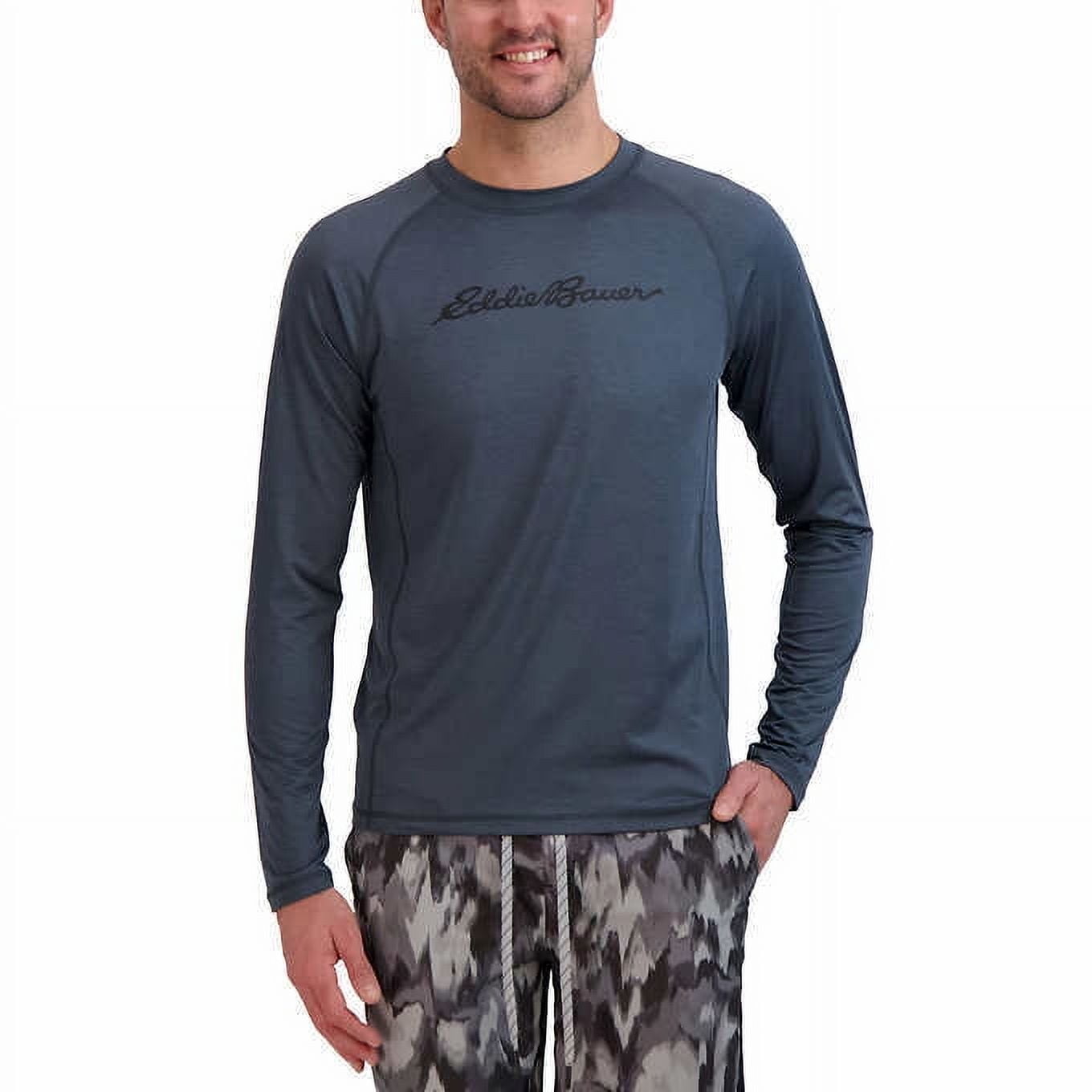 Eddie Bauer Men's UPF40 Quick Dry Long Sleeve Rashguard T-Shirt, Gray ...