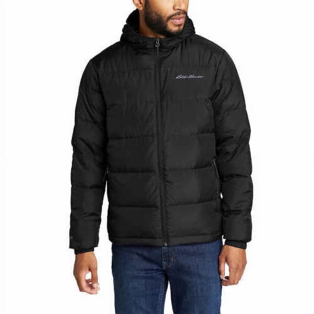 Eddie Bauer Men's Wide Channel Hooded 650 Fill Power Down Jacket, Black ...
