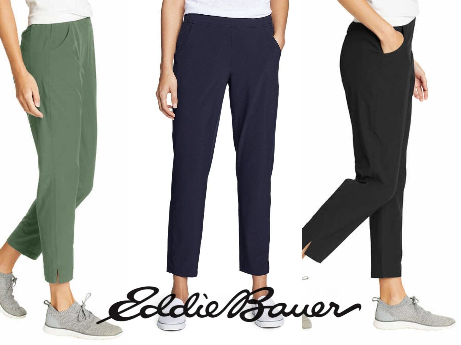 Eddie Bauer Women's Traveler Departure Ankle Pants Lightweight UPF 50 ...
