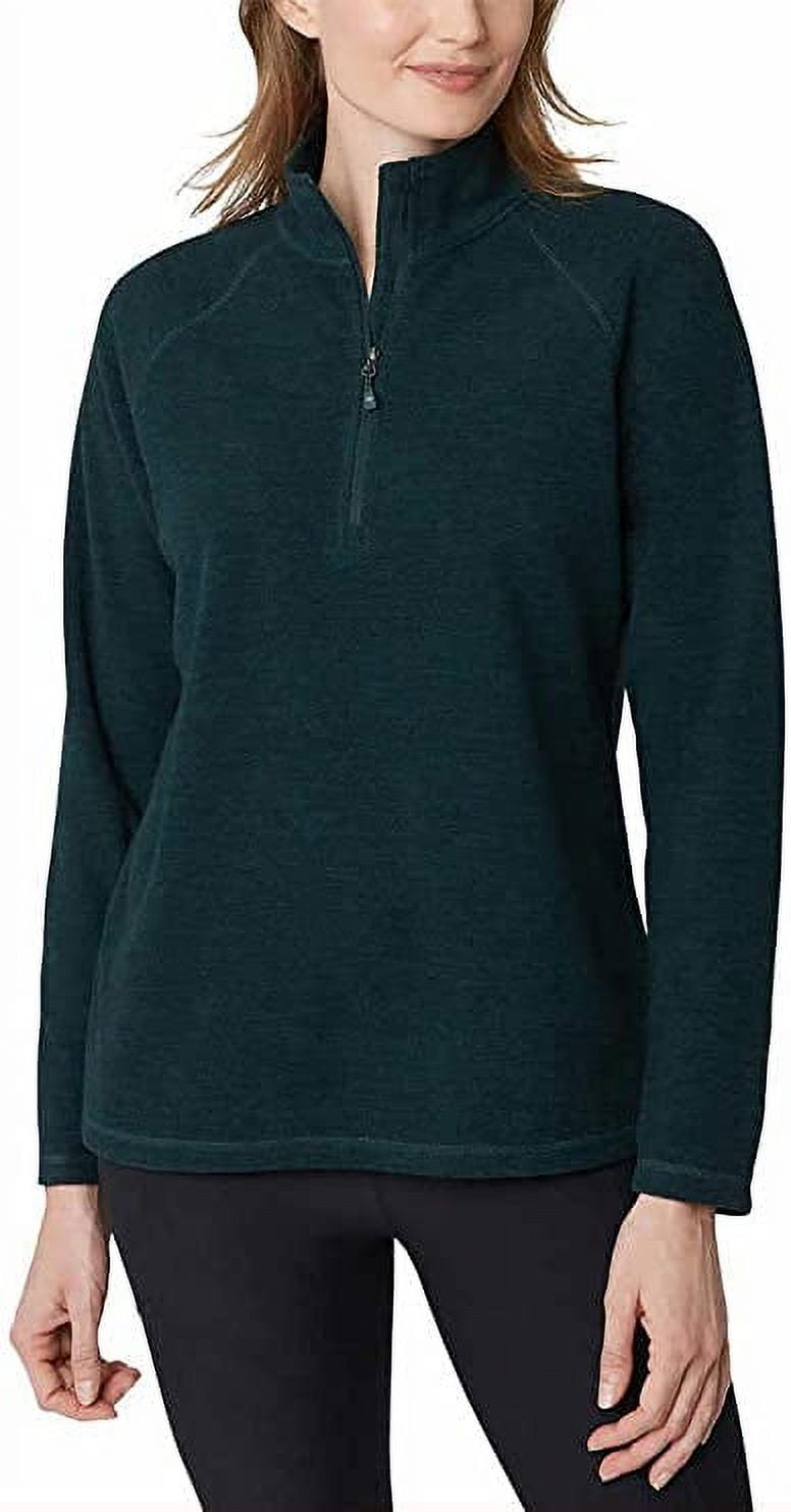 Eddie Bauer Womens Midweight Quarter Zip Fleece Pullover (Evergreen ...