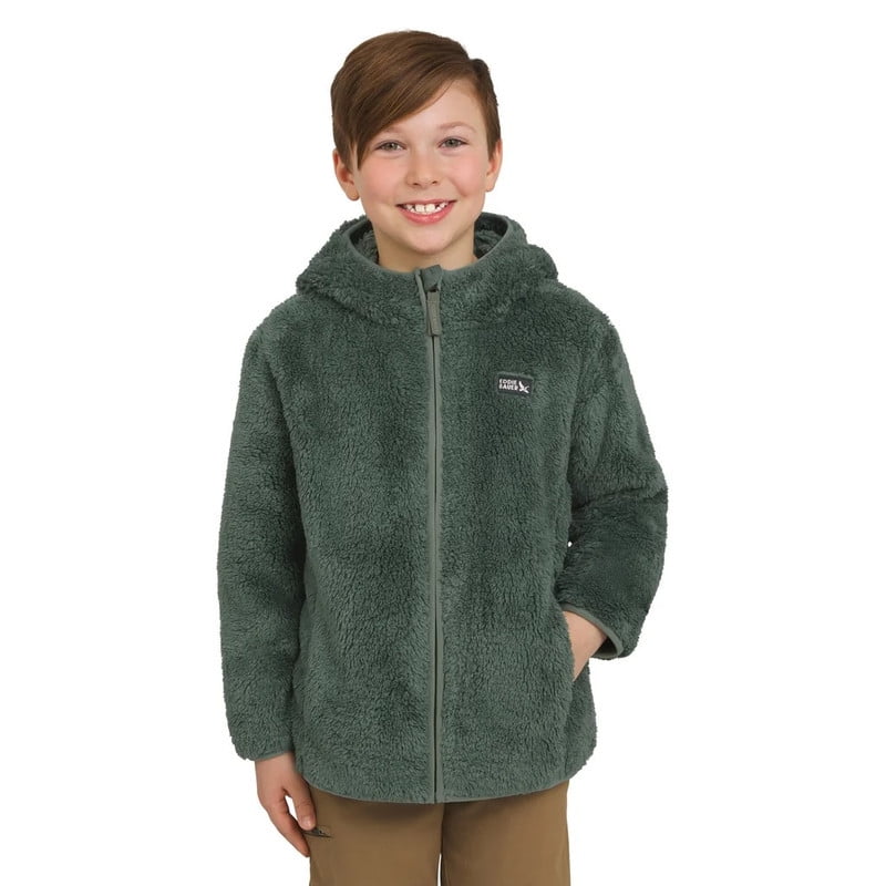 Eddie Bauer Youth Kid's High Pile Plush Hooded Full Zip Jacket (Green ...