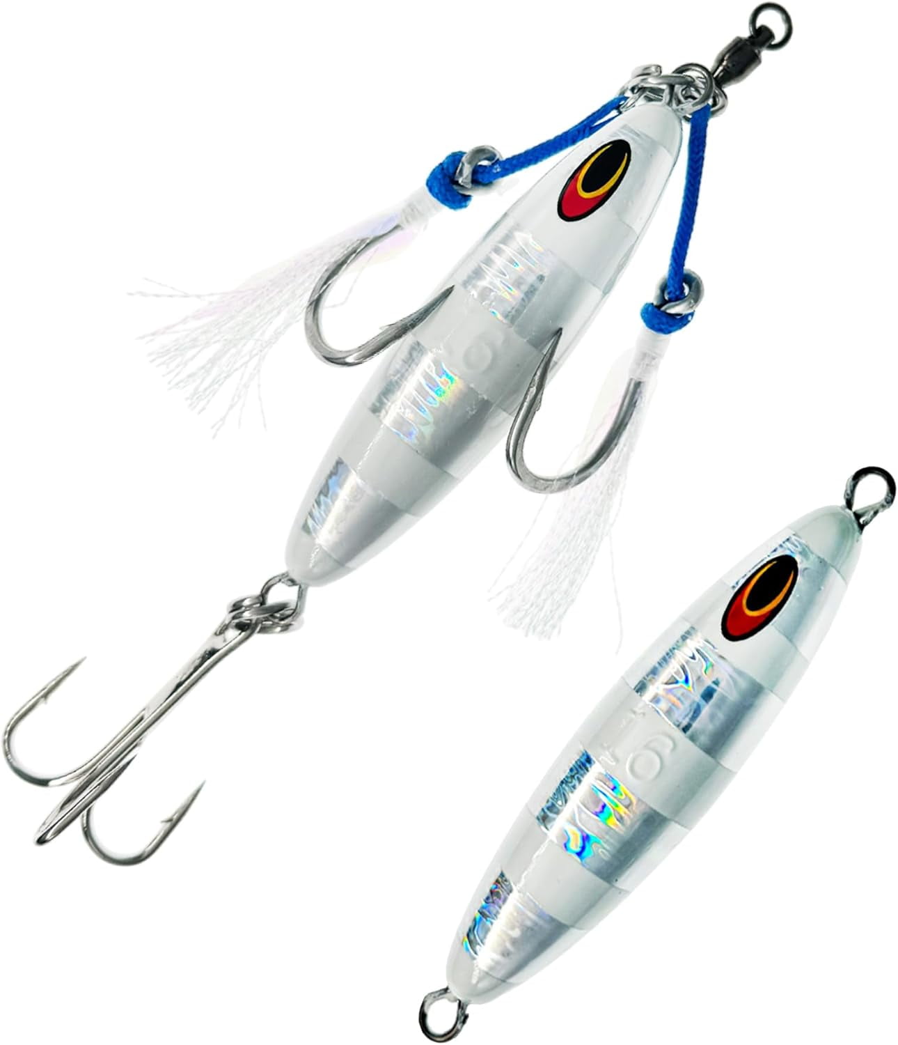 Eddie Bomb 16oz 5" Tuna Jigs, Silver Zebra Glow, 2 Pieces, Heavy BFT ...