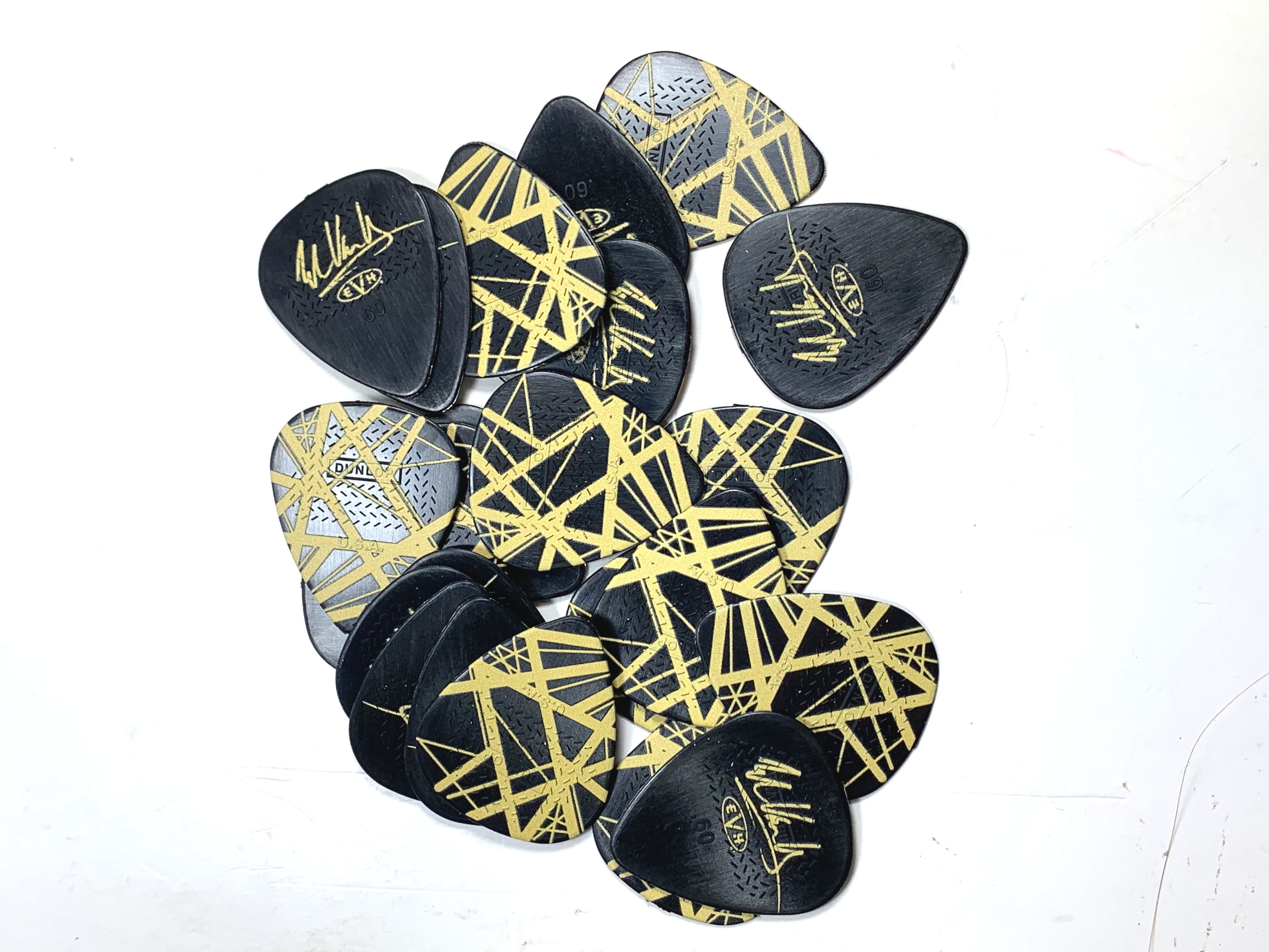 Eddie Van Halen Guitar Picks EVH Black Yellow Stripes Max Grip .60mm 24 ...