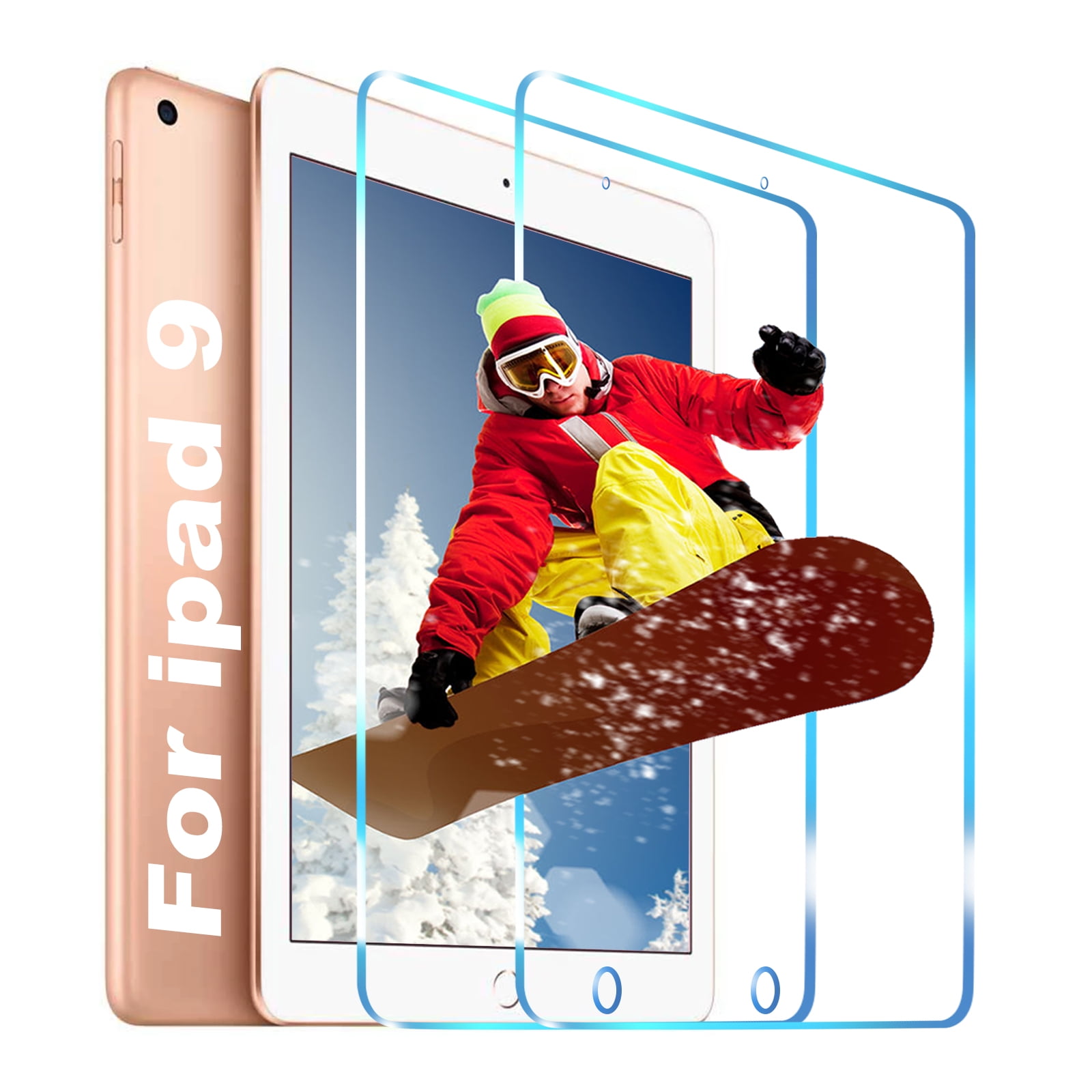 EddieCN 2 Pack Tempered Glass Screen Protector for iPad 9th 8th 7th ...