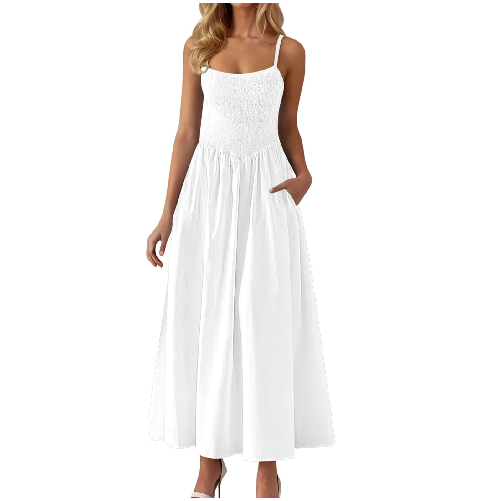 Edding Guest Dresses for Women 2025 Spaghetti Strap Sleeveless Sundress ...