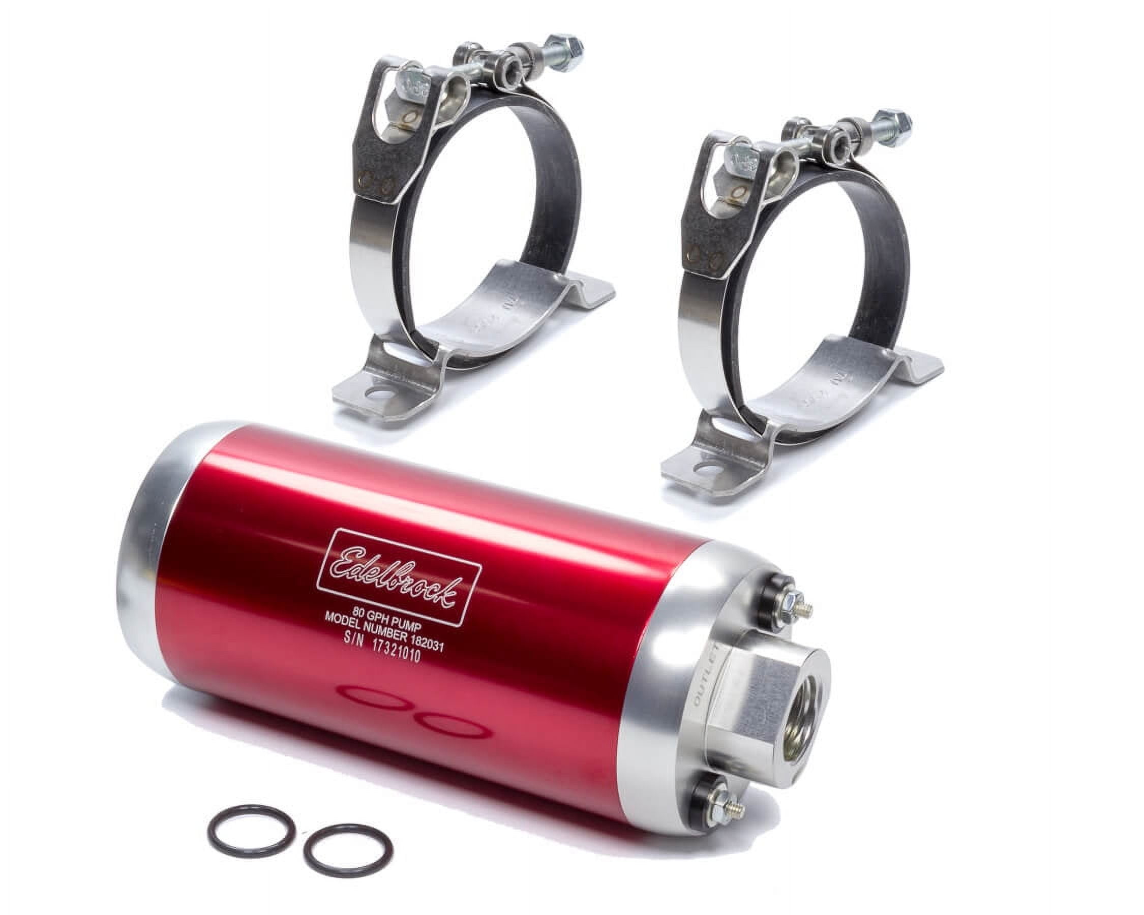 Edelbrock 182031 In-Line Red Electric Fuel Pump - 80 GPH - Walmart.com