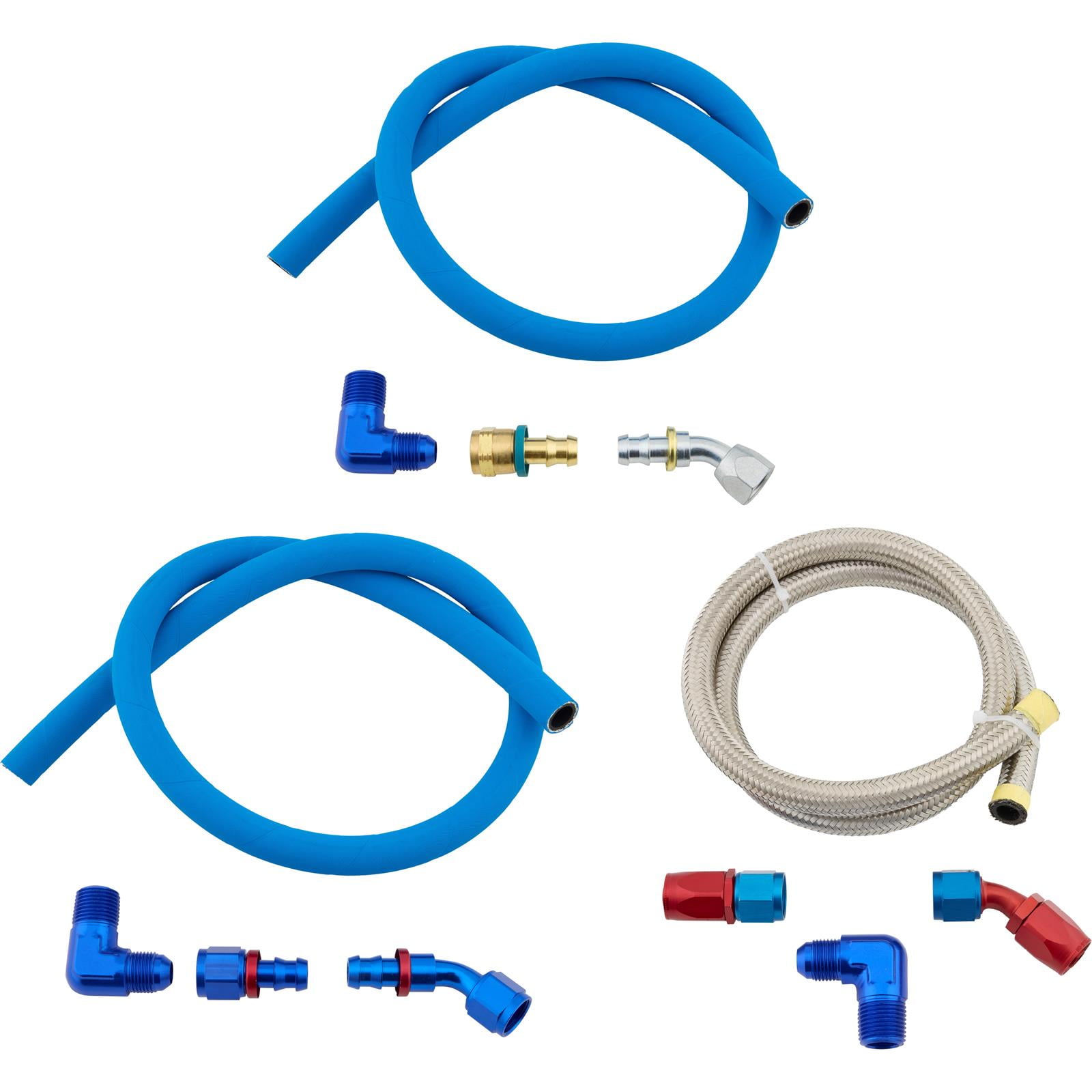 Edelbrock Mechanical Fuel Pump Line Kit-Alum Fittings/Stainless Hose ...
