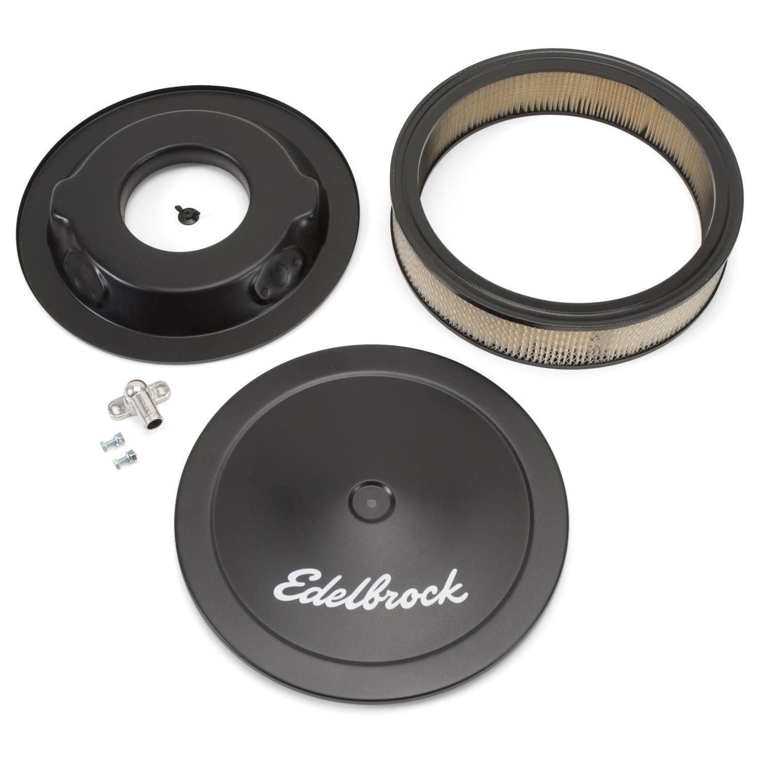 Edelbrock Air Cleaner Pro-Flo Series Round Steel Top Paper Element 14In ...
