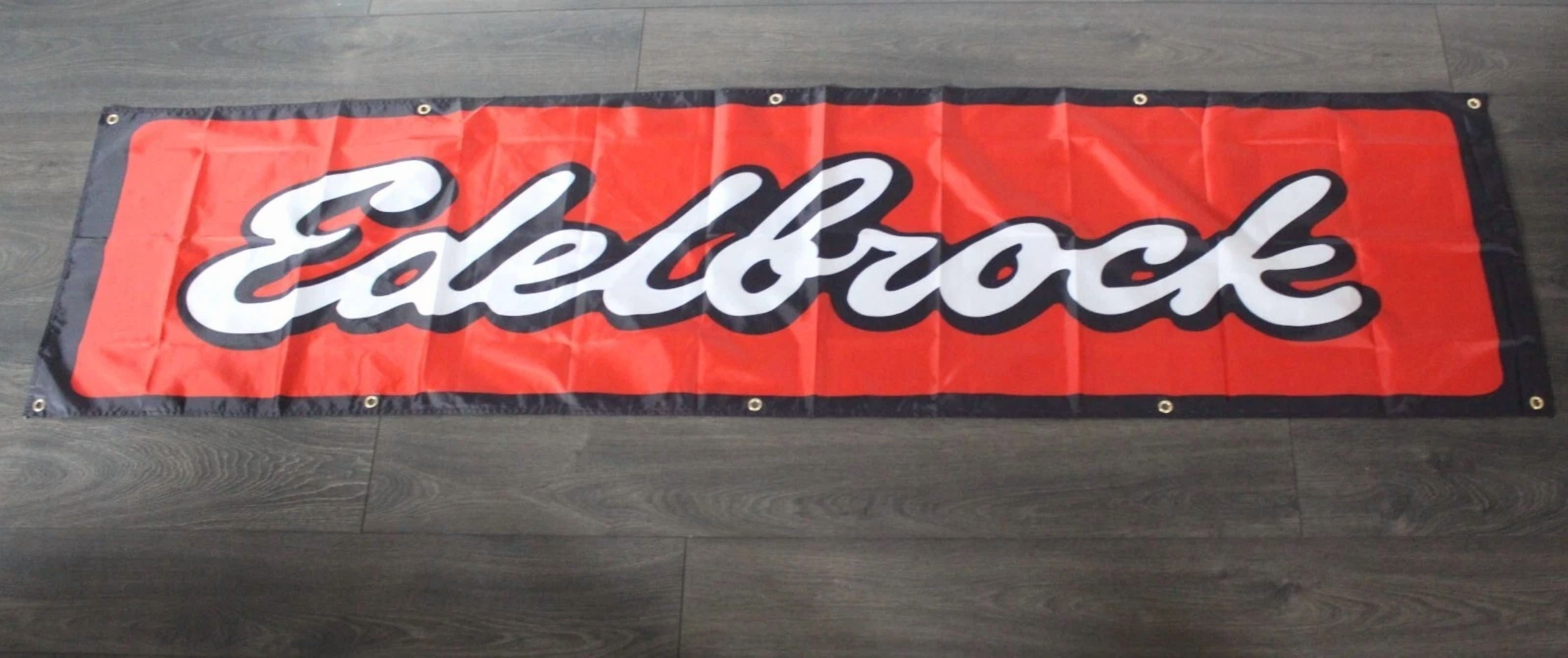 Edelbrock Racing Banner Flag Big 2X8 Feet Cylinder Heads Mechanic ...
