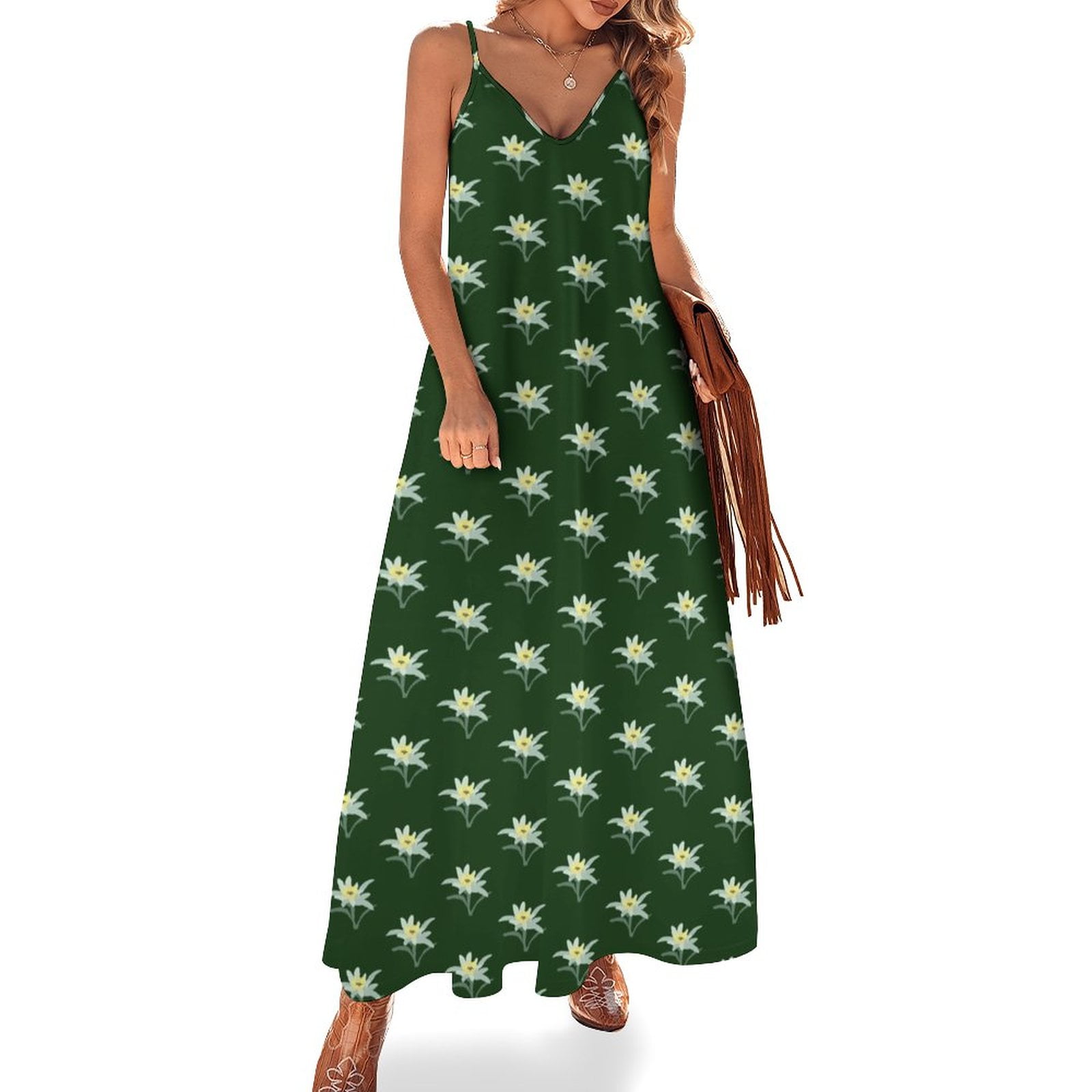 Edelweiss 2 - Green Background Sleeveless Dress dresses for woman sexy ...