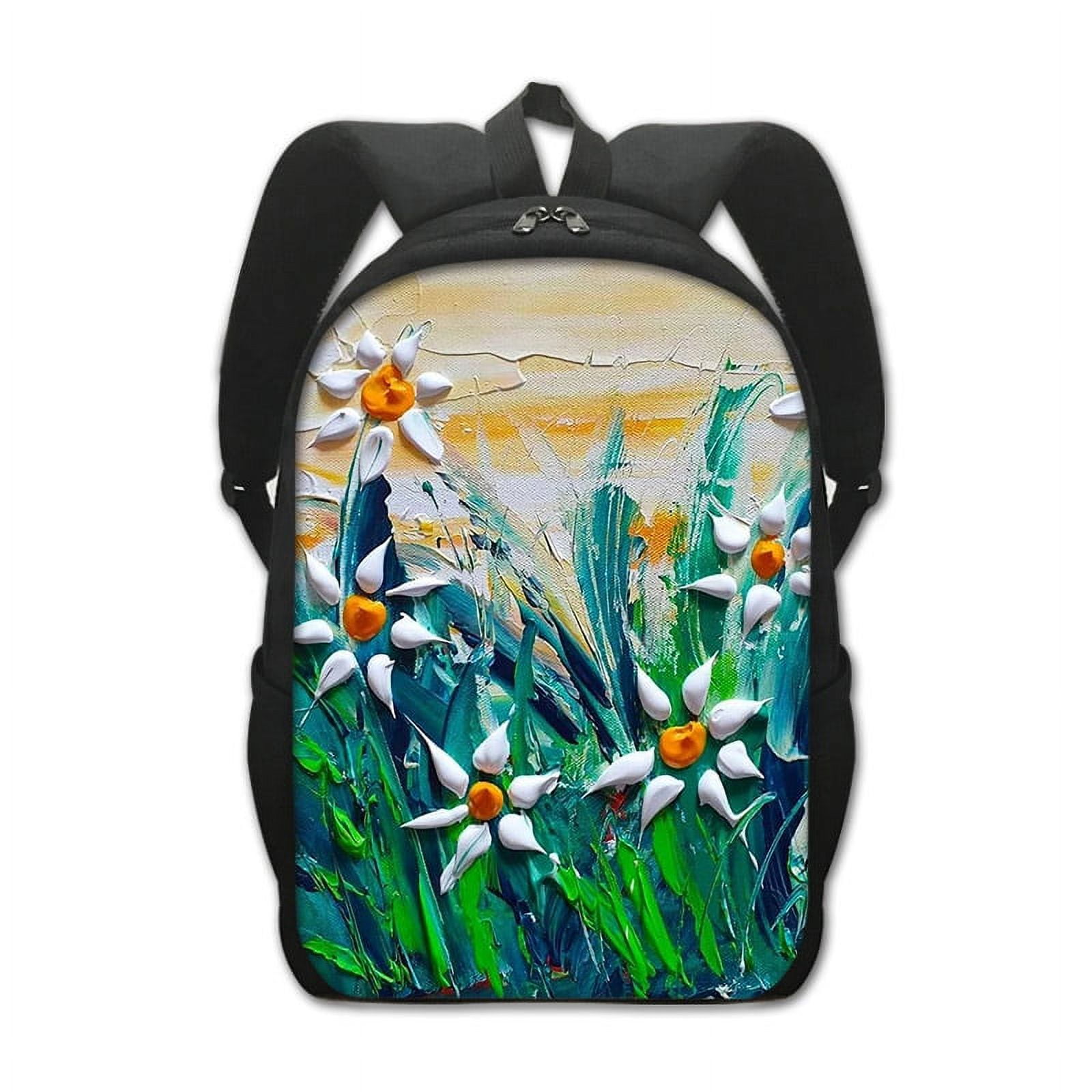 Edelweiss / Irises / Daisy Flower Print Backpack for Teenager Pretty ...