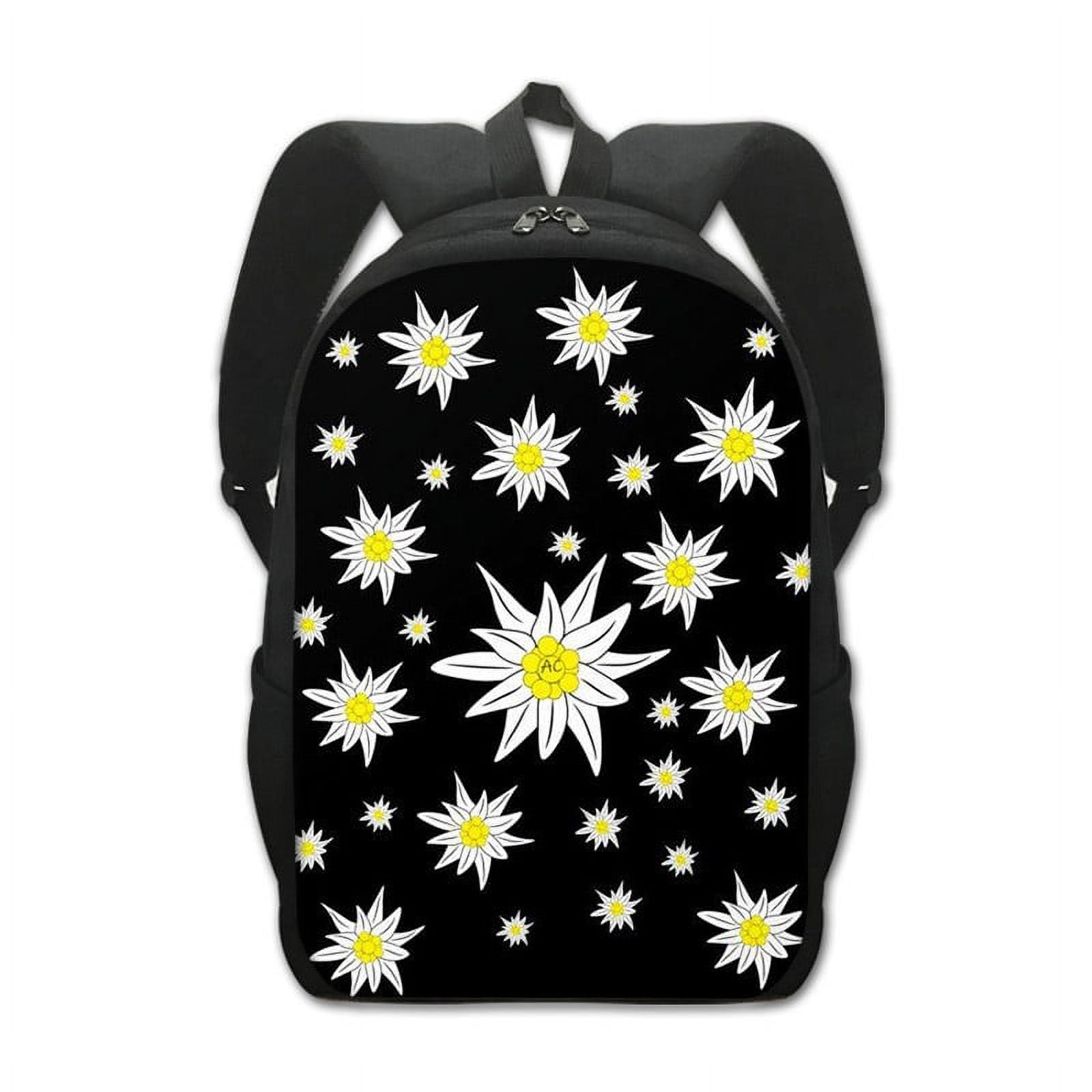 Edelweiss / Irises / Daisy Flower Print Backpack for Teenager Pretty ...