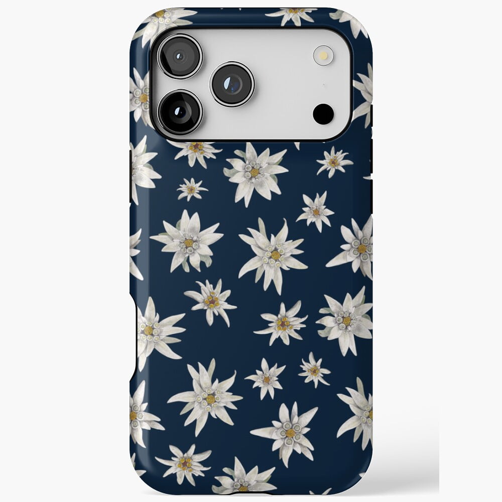 Edelweiss Pattern Navy Blue Floral iPhone Case 17 to 11 Pro Max ...