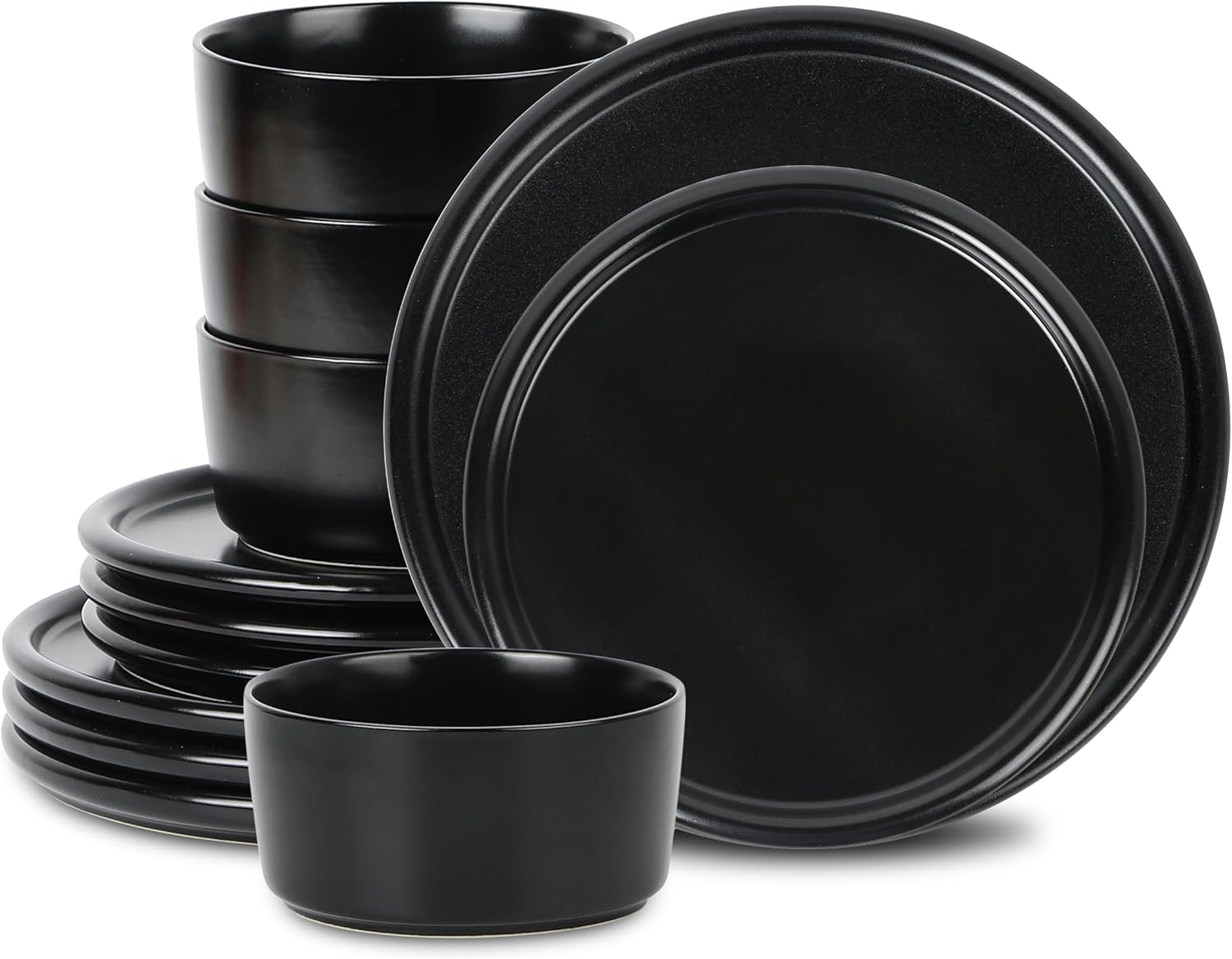 Eden 12-Piece Dinnerware Set, Stoneware Plates and Bowls, Dishwasher ...