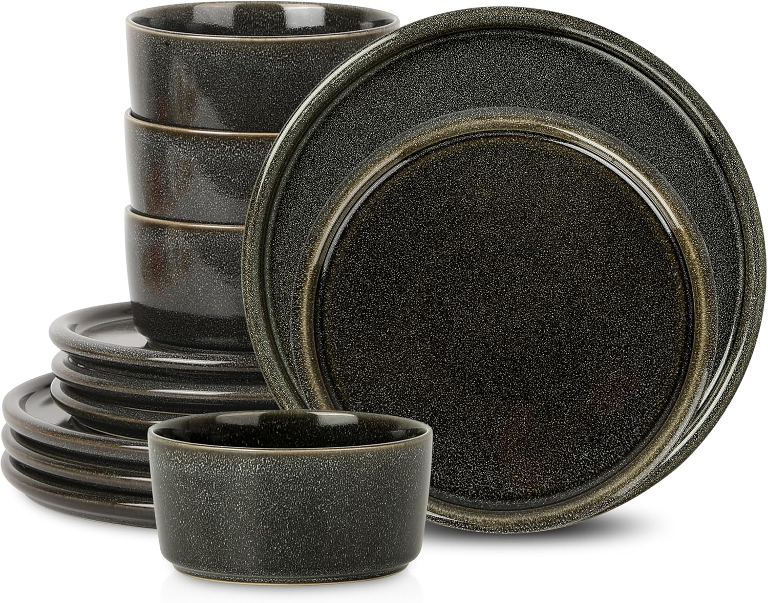 Eden 12-Piece Dinnerware Set Stoneware, Plates and Bowls Set ...