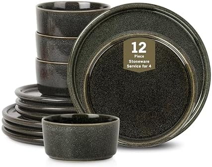 Eden 24-Piece Dinnerware Set Stoneware, Plates and Bowls Set ...