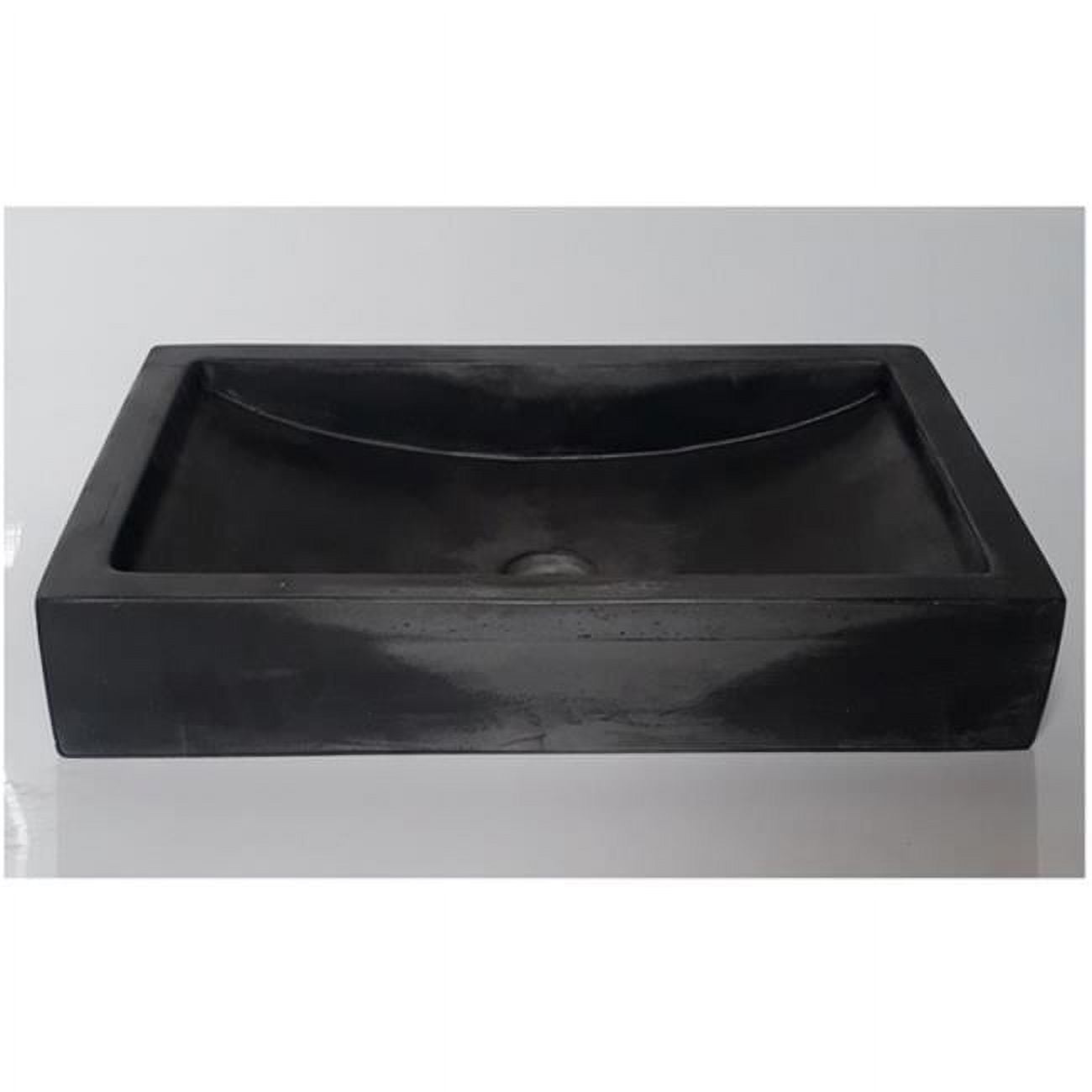 Eden Bath Shallow Wave Concrete Rectangular Vessel Sink, Charcoal ...