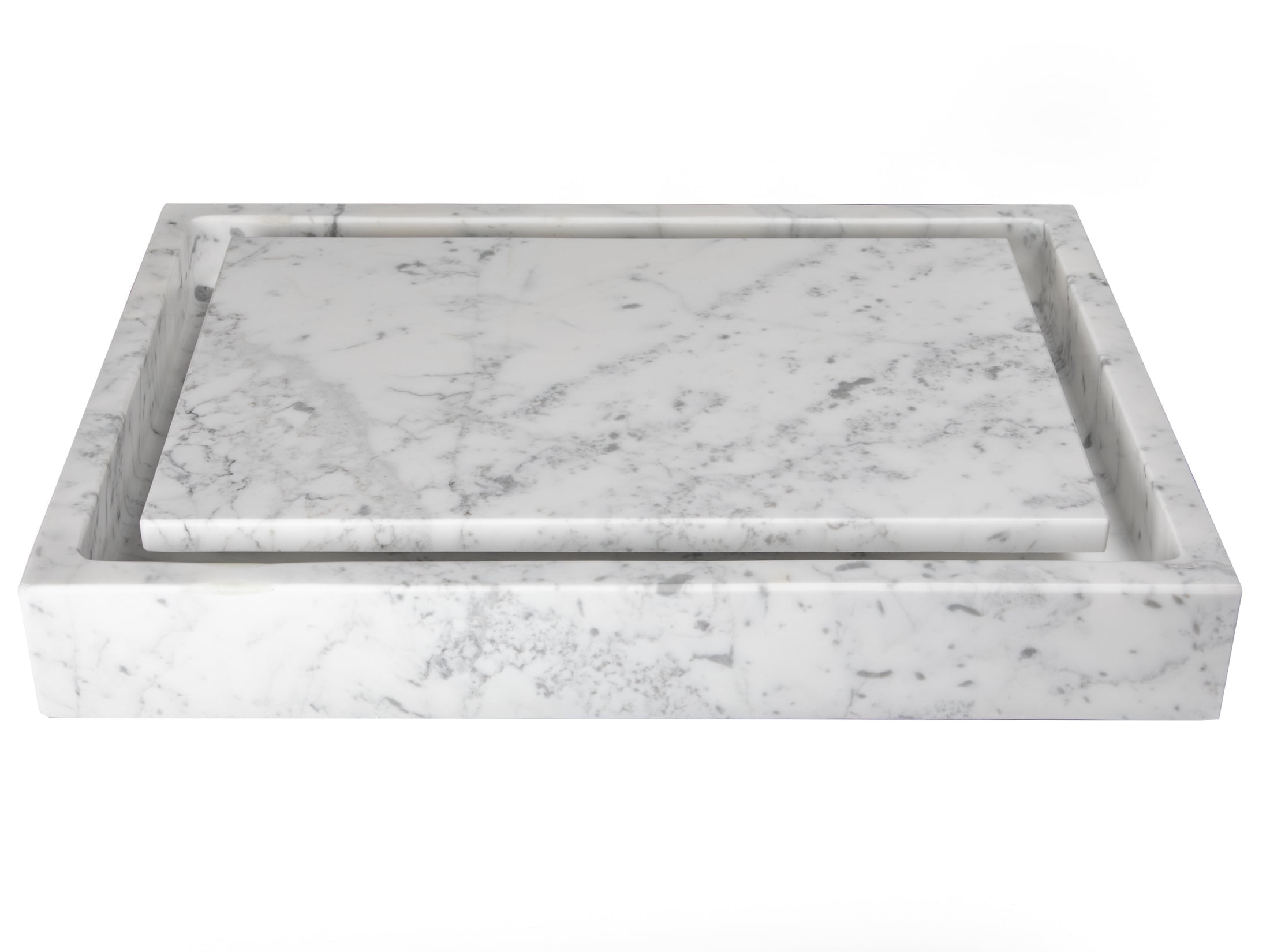 Eden Bath Infinity Pool Carrara Marble Rectangular Vessel Bathroom Sink ...