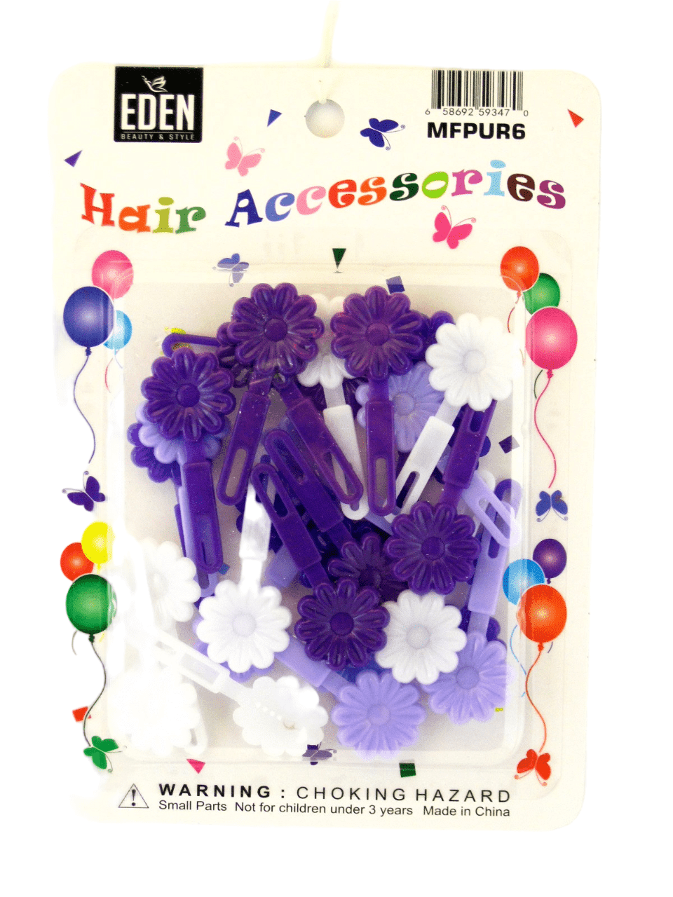 Eden Children's Self Hinge Small Flower Hair Barrettes - Purple & White ...