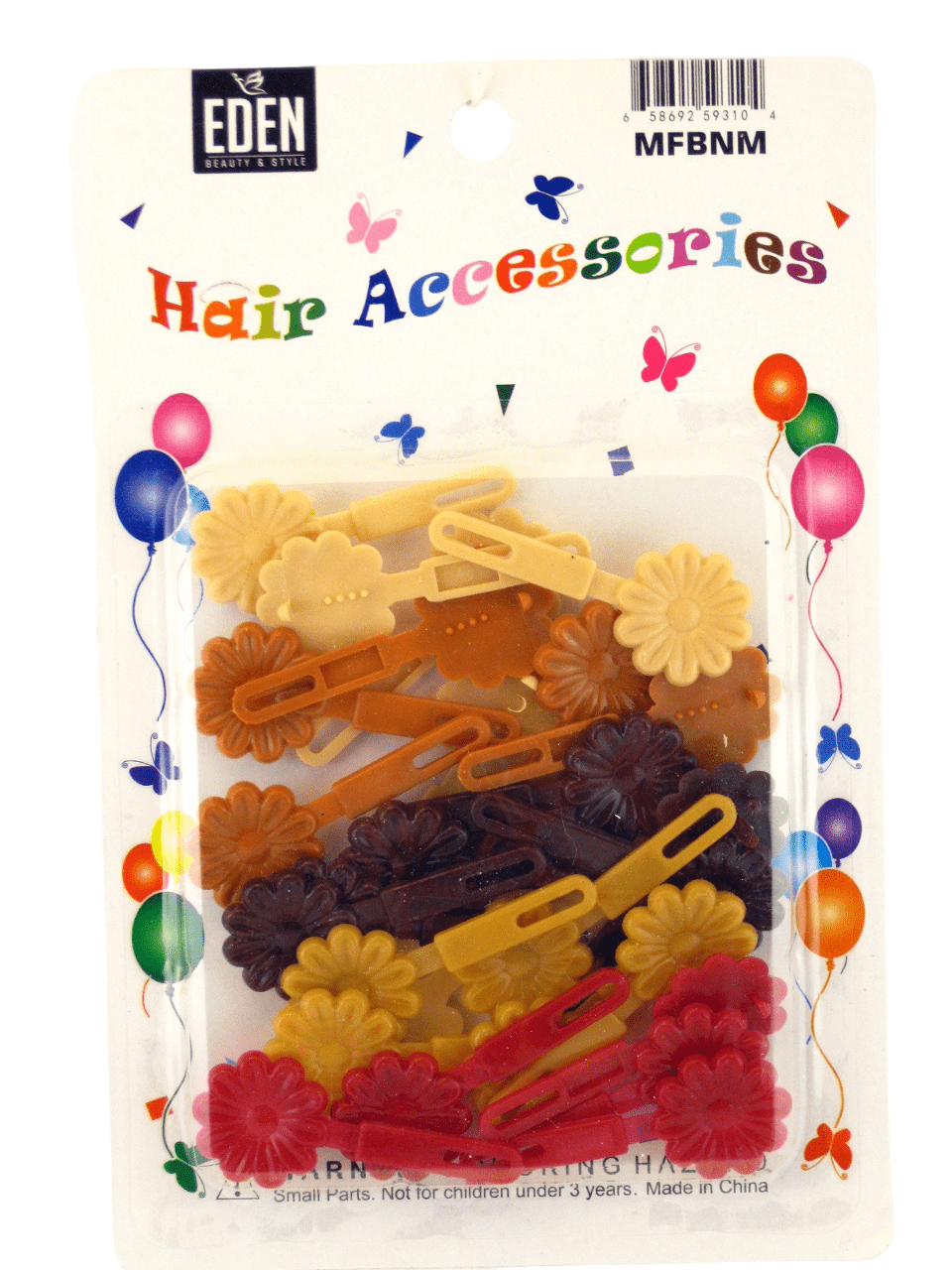 Eden Children's Small Flower Self Hinge Hair Barrettes - Brown & Red ...
