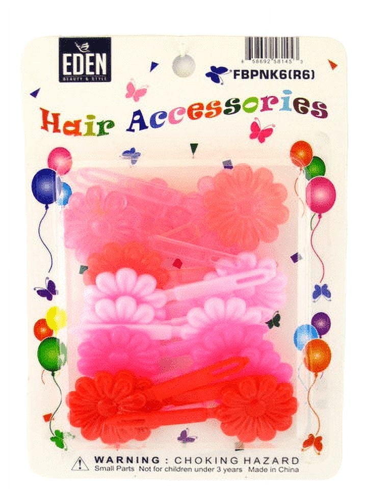 Eden Children's Self Hinge Floral Hair Barrettes, Pink & Red, 18 Ct ...