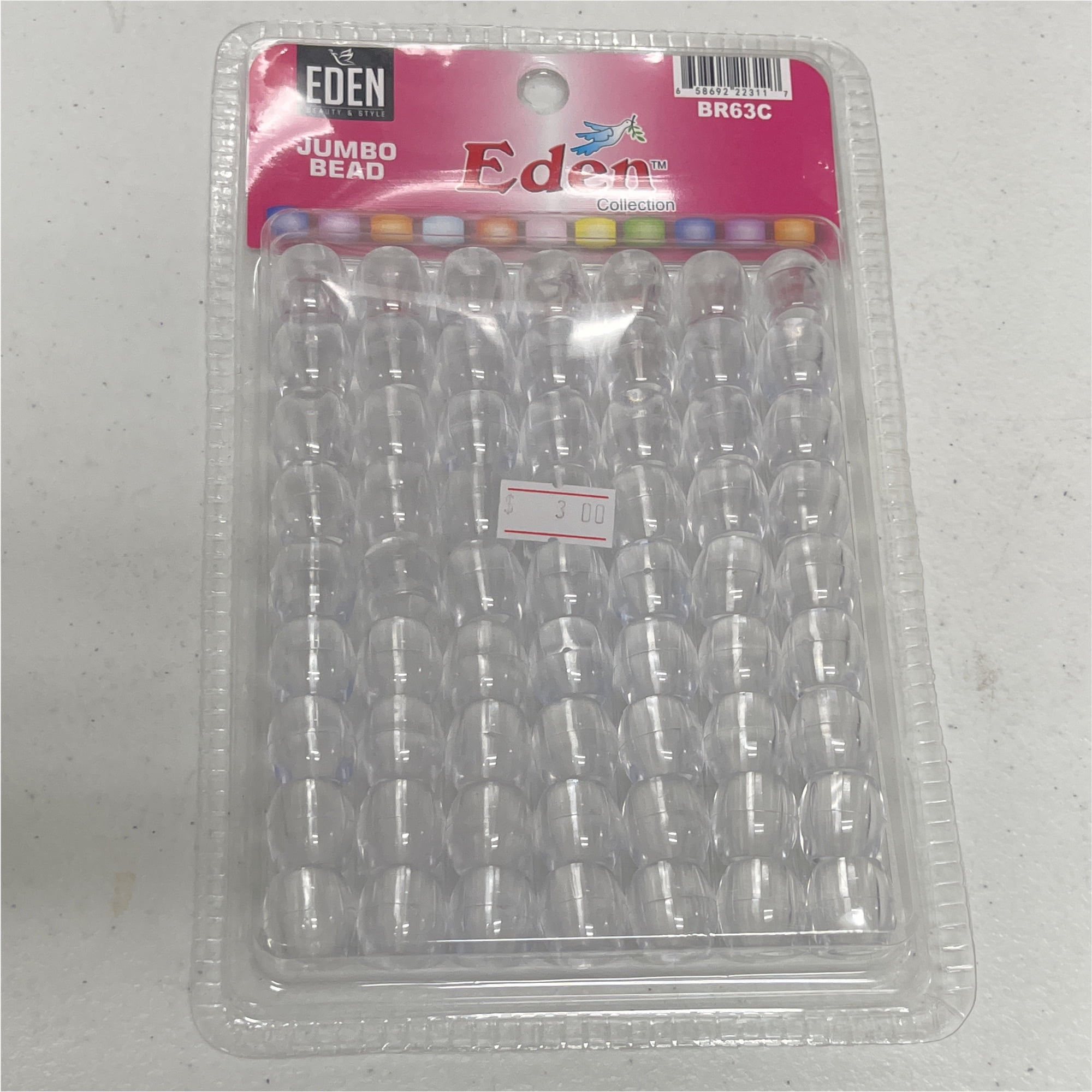 Eden Collection Jumbo Hair Beads #Br63 - #Br63c - Clear - Walmart.com