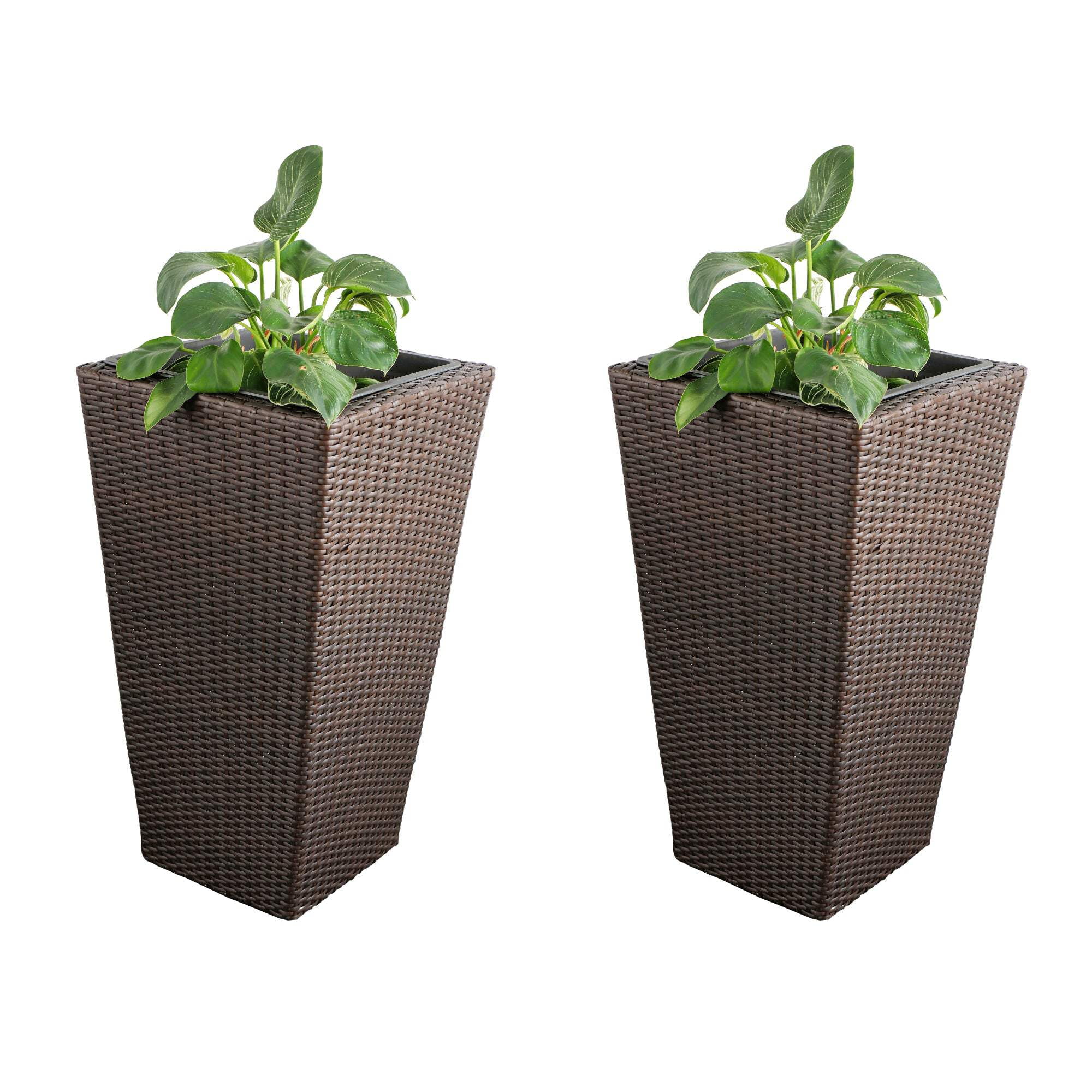 Eden Grace Rectangular Wicker Planter, All-Weather With Plastic Liner ...