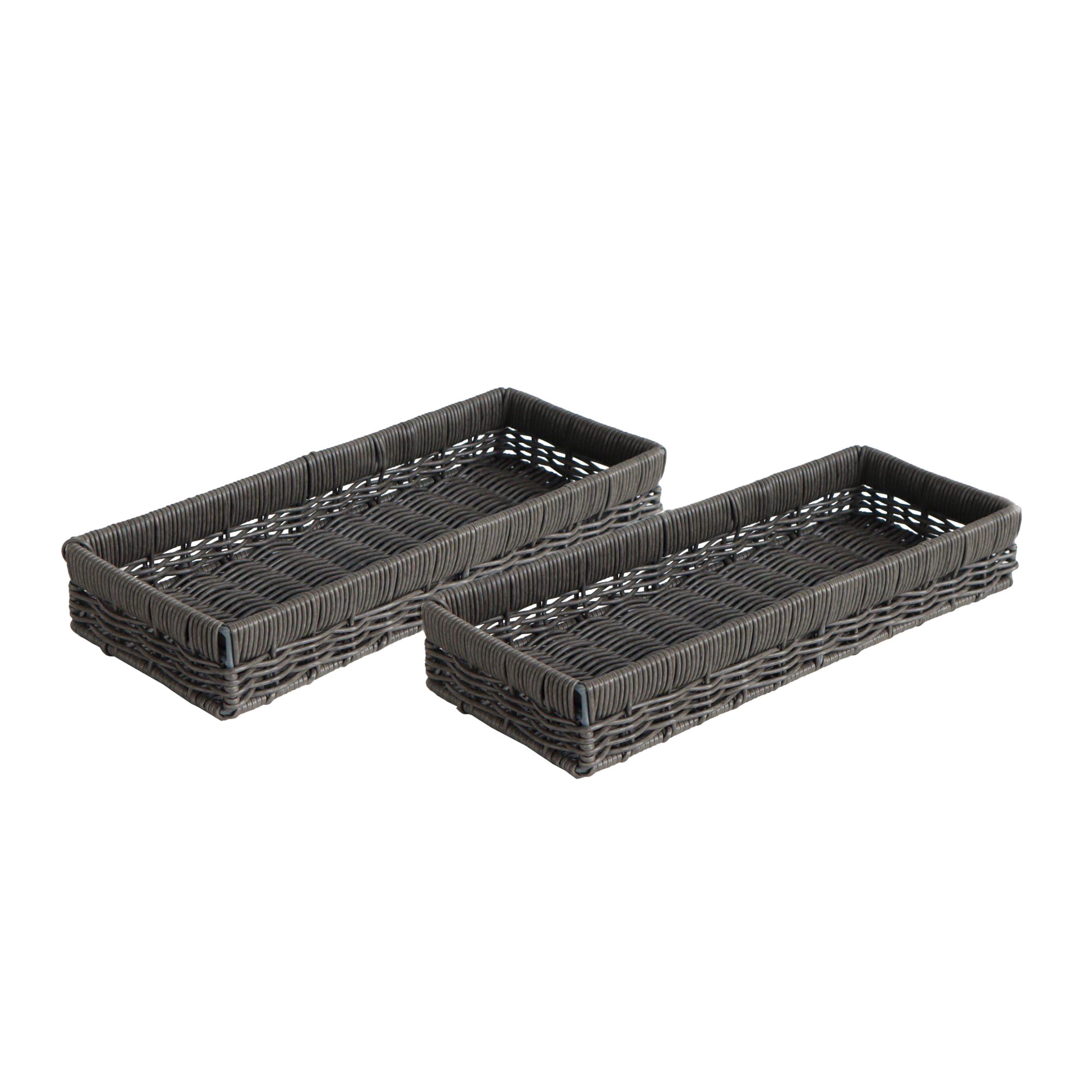 Eden Grace Set of 2 Hand Woven Wicker Serving Trays , Elegant Multi ...