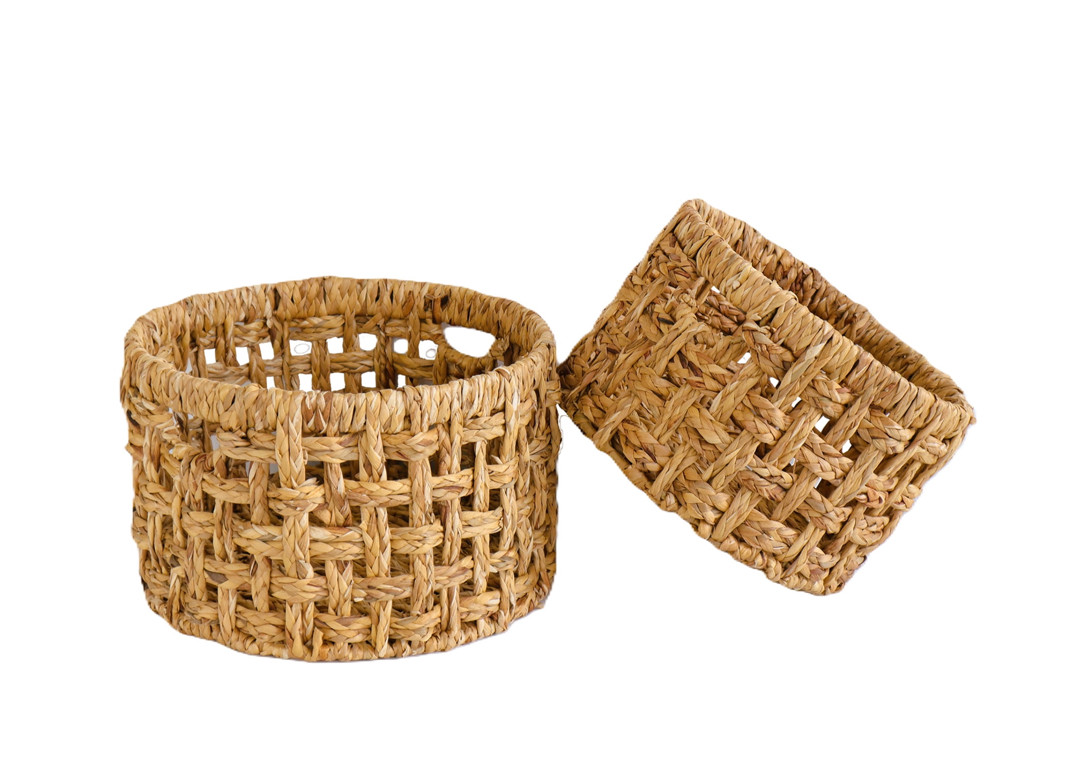 Eden Grace - Set of 2 Round Eco-Friendly Wicker Baskets with Double Rim ...