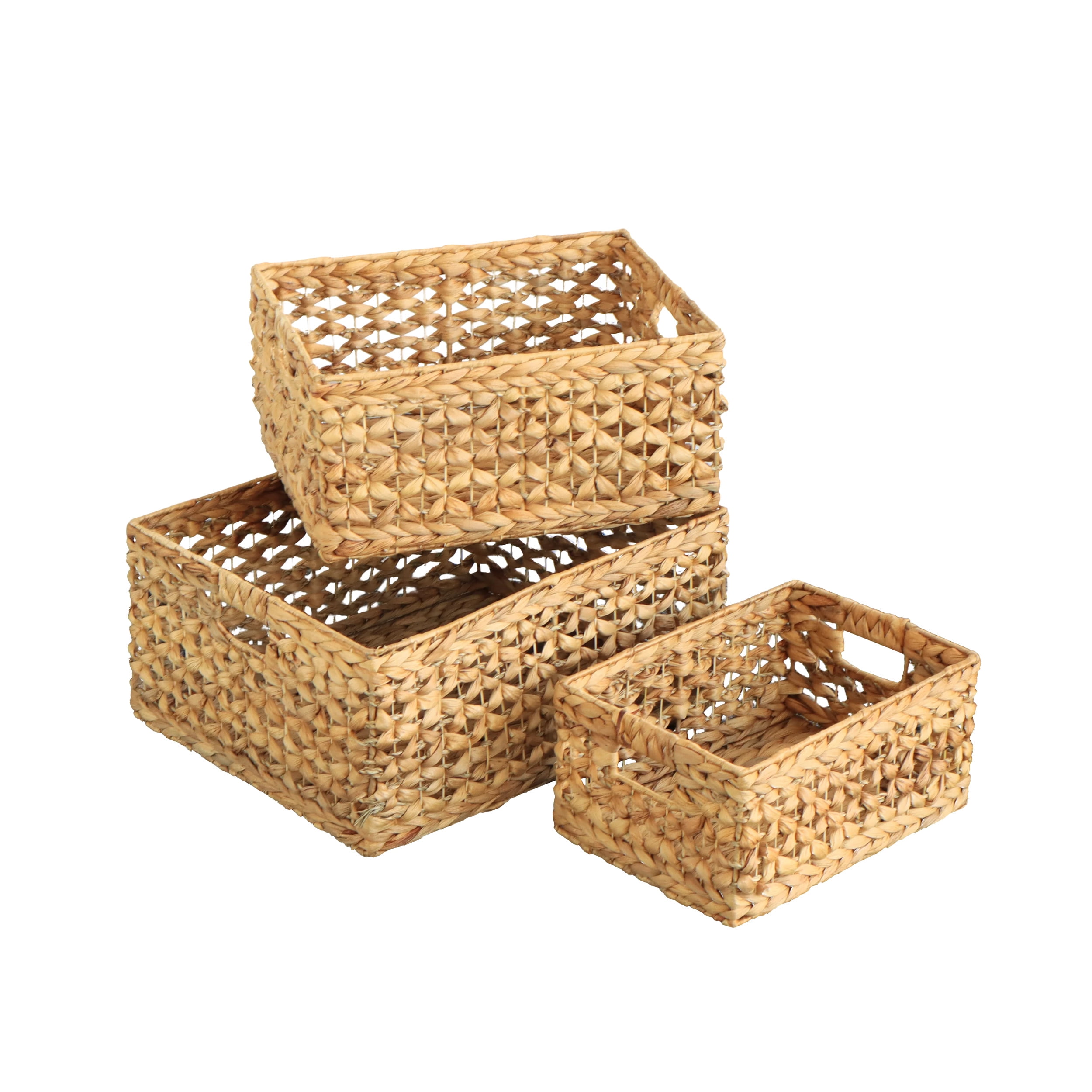 Eden Grace - Set of 3 Hand-Woven Wicker Baskets - Water Hyacinth ...